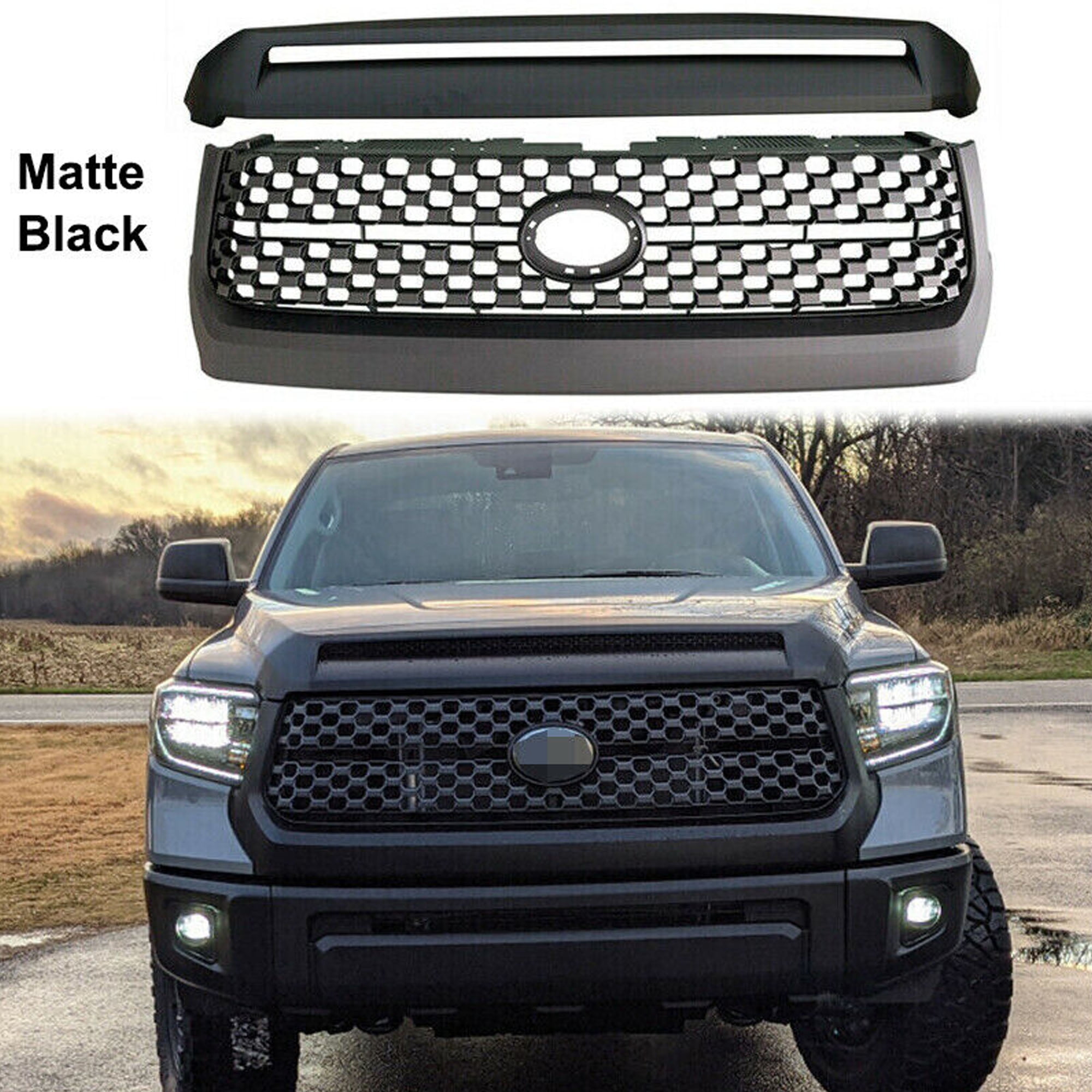 NINTE Front Grill Mesh Grille for Toyota Tundra 2014-2021 Replacement ...