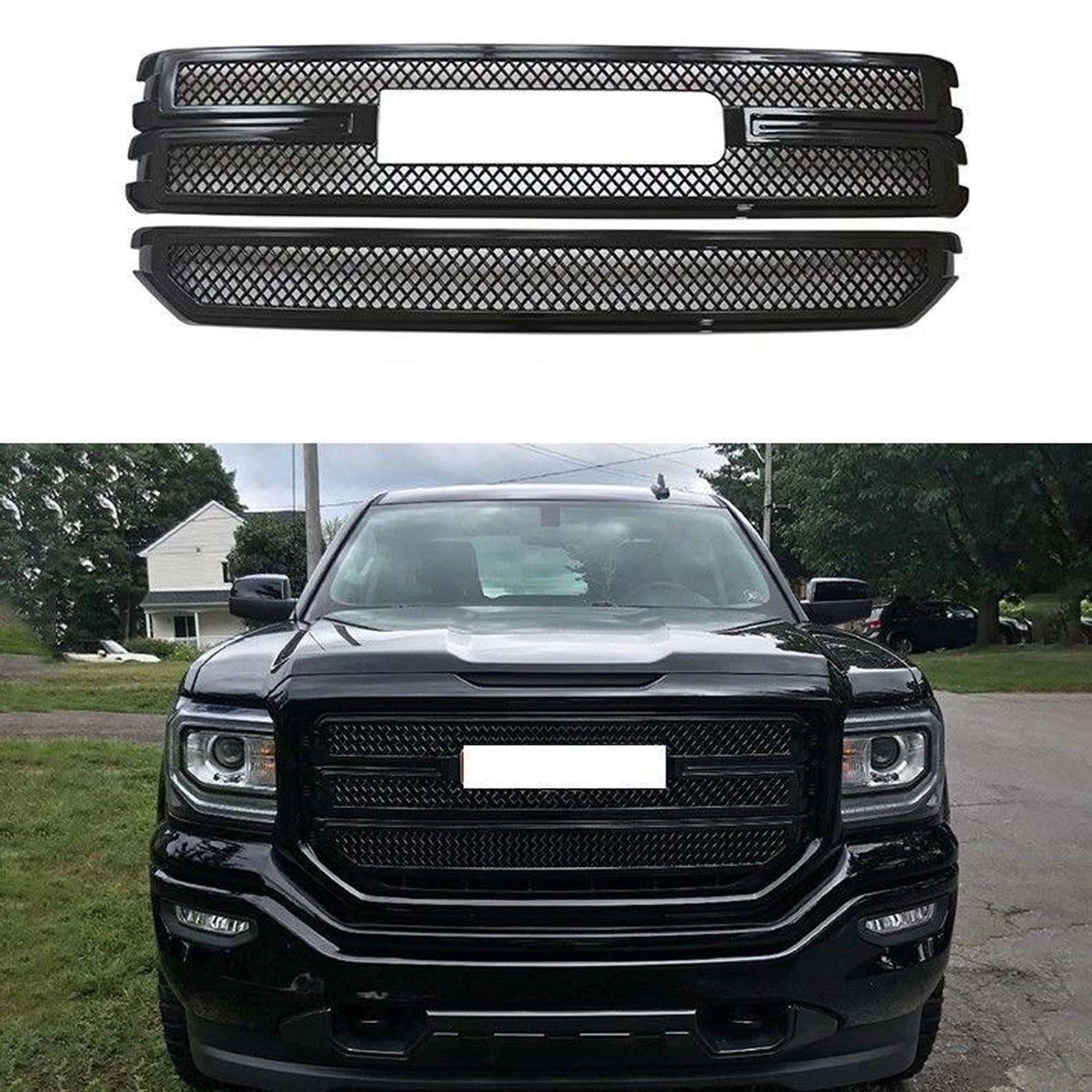 NINTE Front Grille Covers for 2016-2018 GMC Sierra 1500 SLE & Base ...