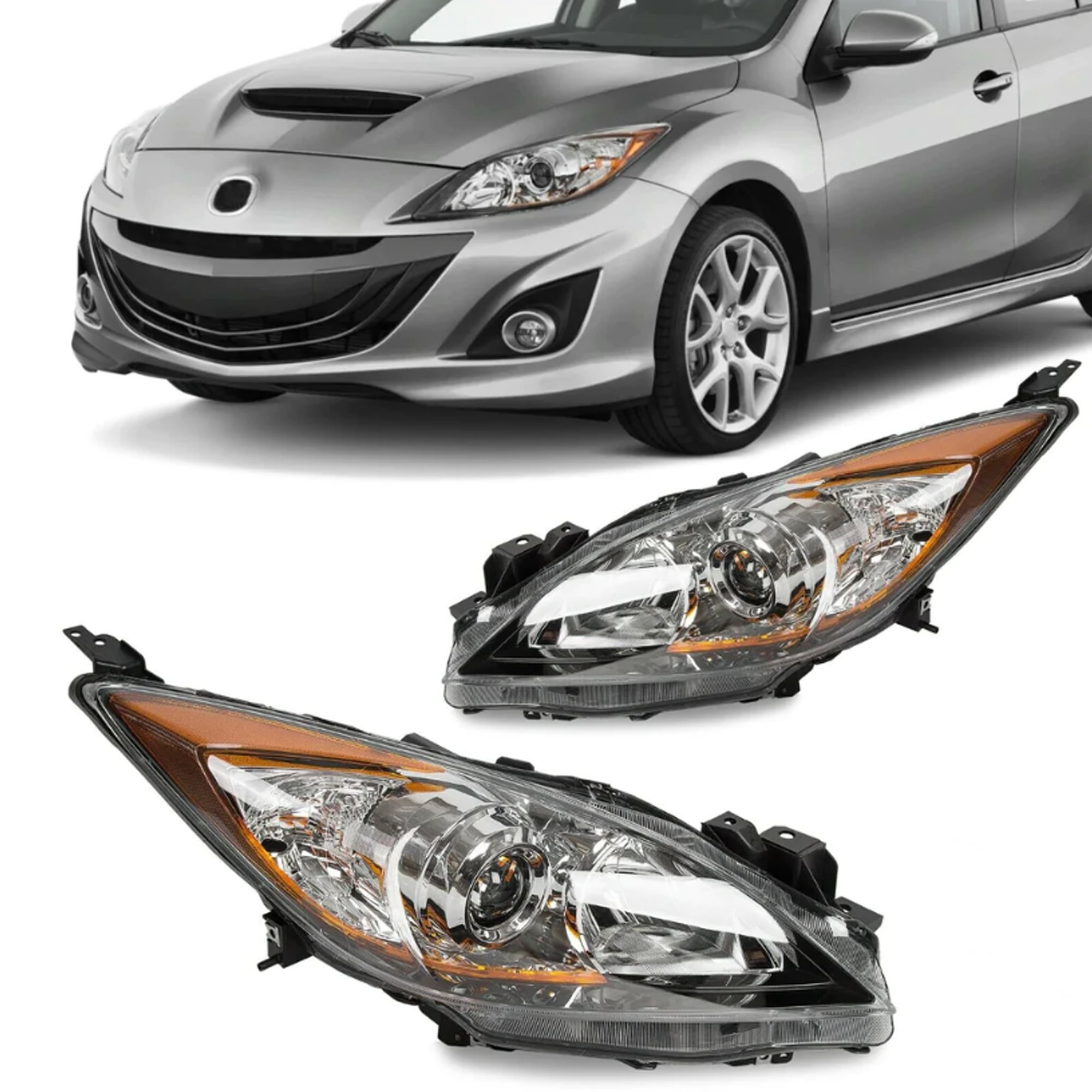 NINTE Headlights for 2010-2013 Mazda 3 Left & Right Halogen Headlamps 2 ...