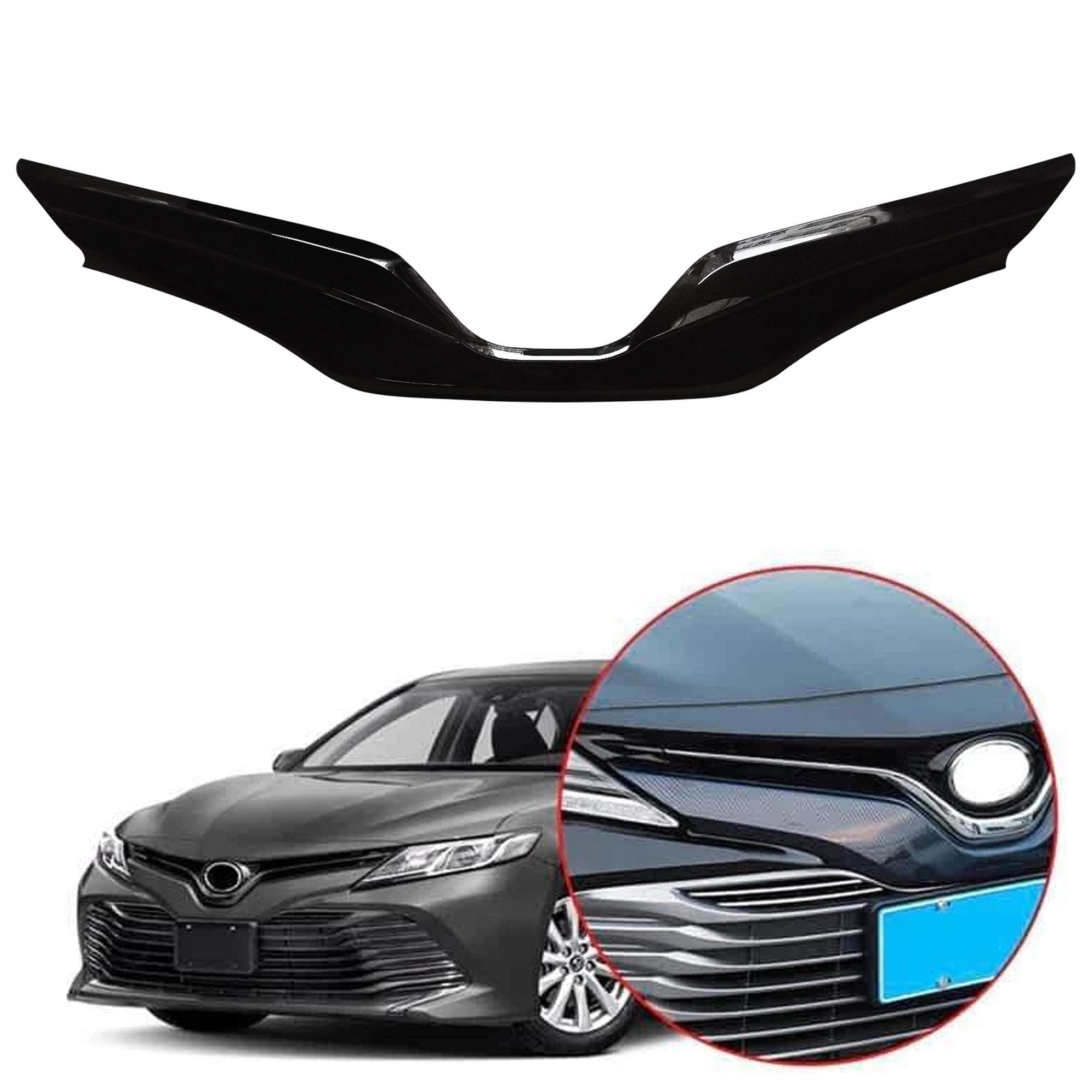 NINTE Hood Grill Cover, Gloss Black ABS, Fits Toyota Camry 2018-2020 L/LE/XLE - Walmart.com