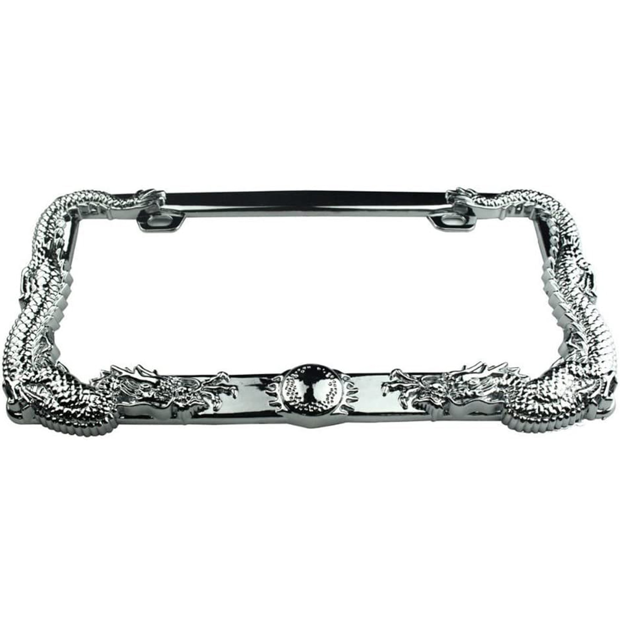 NINTE License Plate Frame 3D Dragon Chrome Silver Universal 2 Hole ...