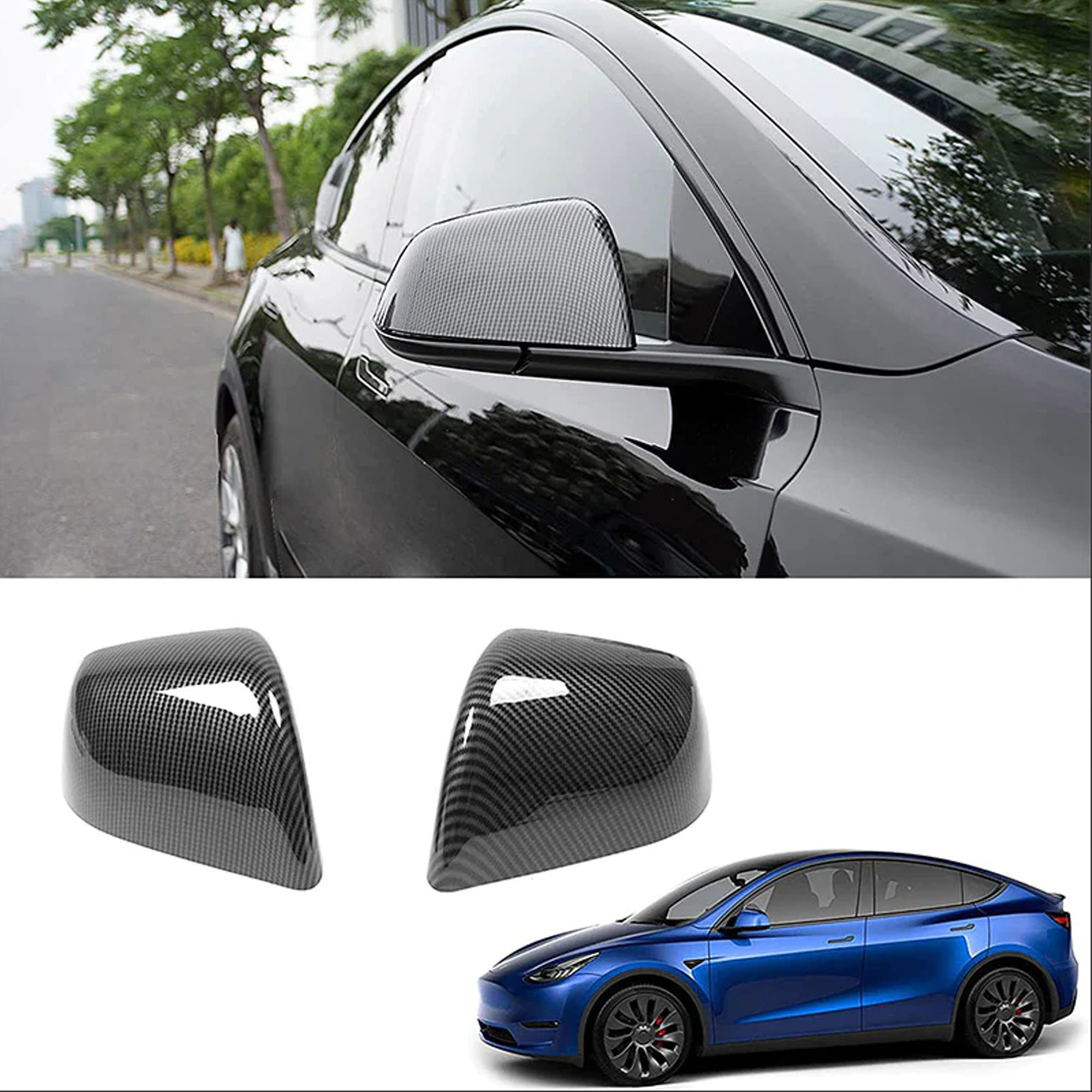 NINTE Mirror Covers for Tesla Model Y 2020-2022 Rear view Side Trim ...