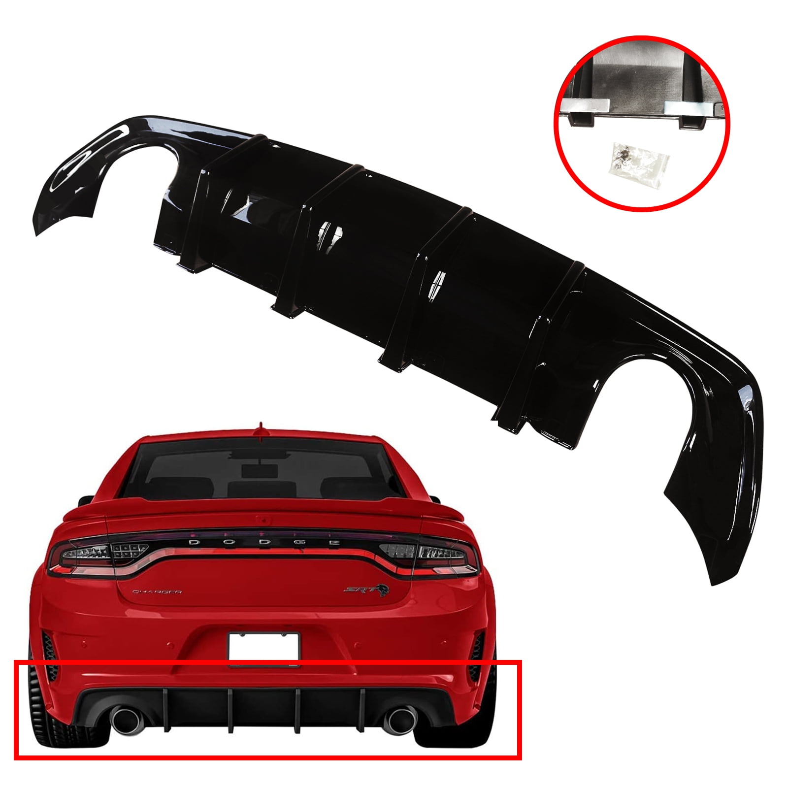 NINTE Rear Diffuser Bumper Lip for 20-22 Dodge Charger Widebody Models ...