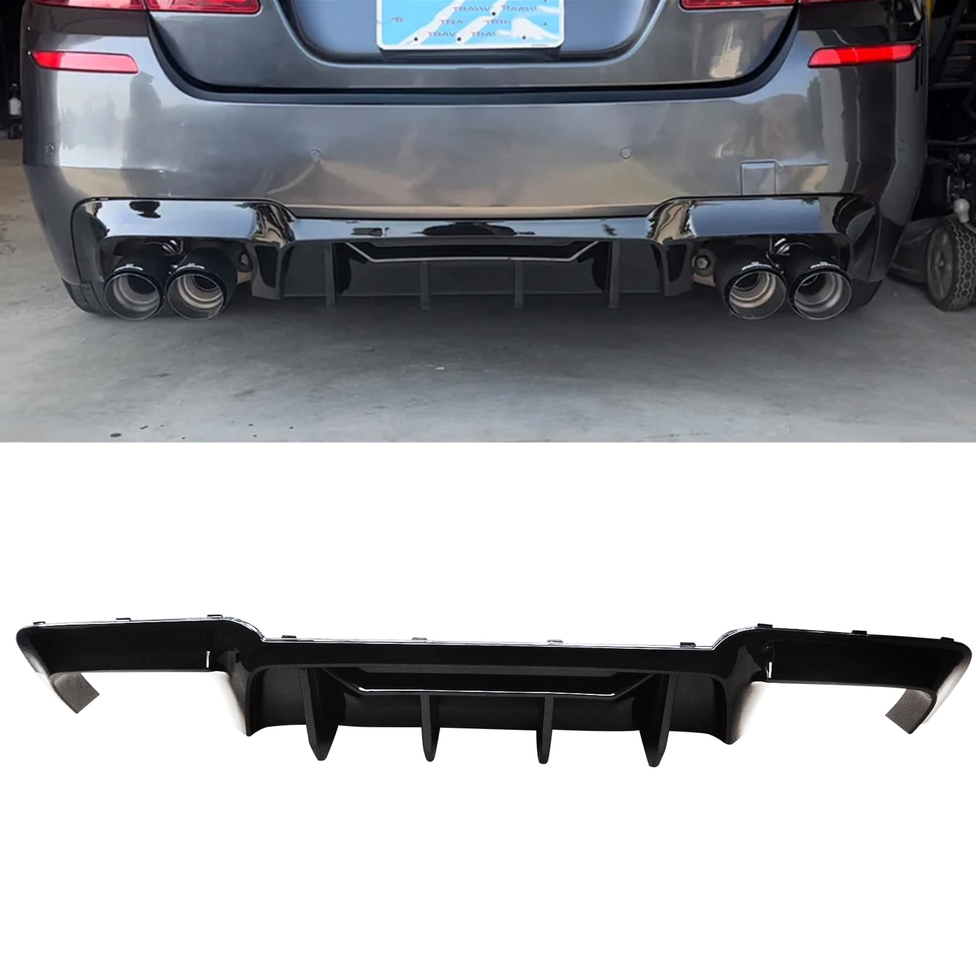 NINTE Rear Diffuser For 2011-2016 BMW F10 M Sport Quad Exhaust Gloss ...