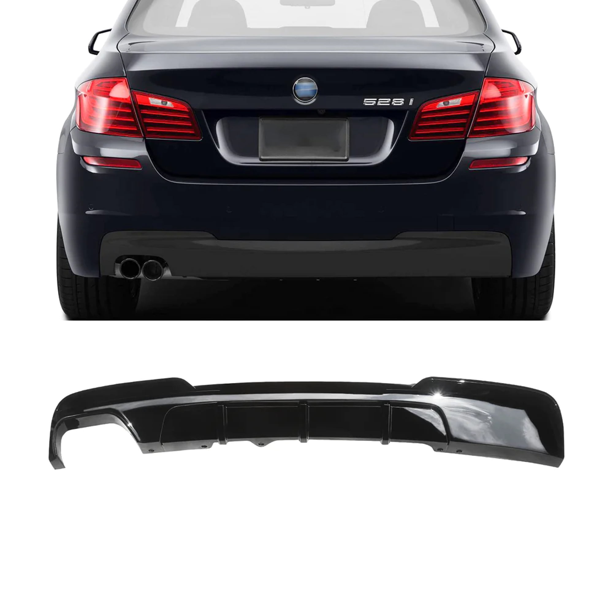 NINTE Rear Diffuser for 2011-2016 BMW 5-Series F10 M Sport 528i Single Outlet Exhaust ABS ...