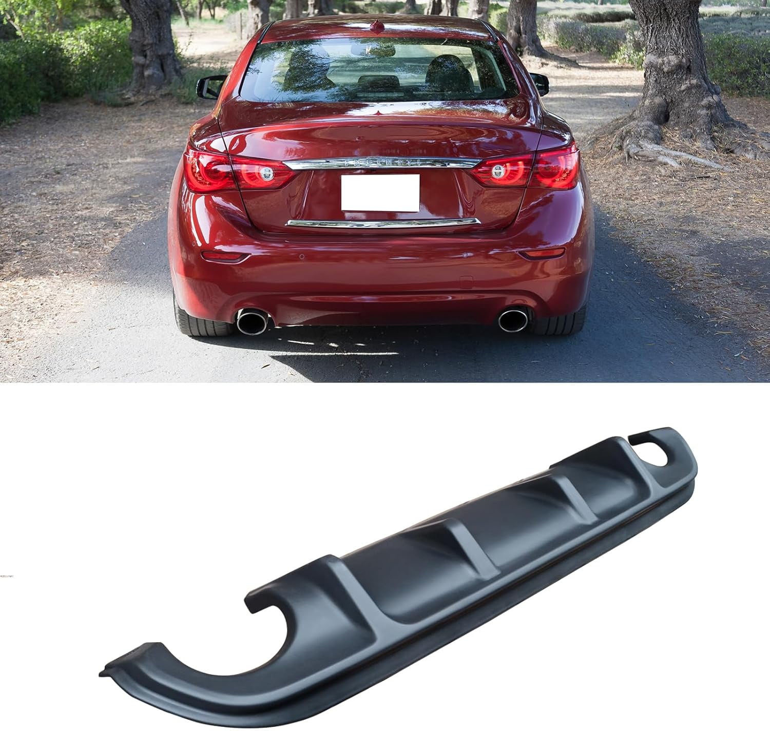 NINTE Rear Diffuser for 2014-2017 Infiniti Q50 Matt Black PP Rear ...