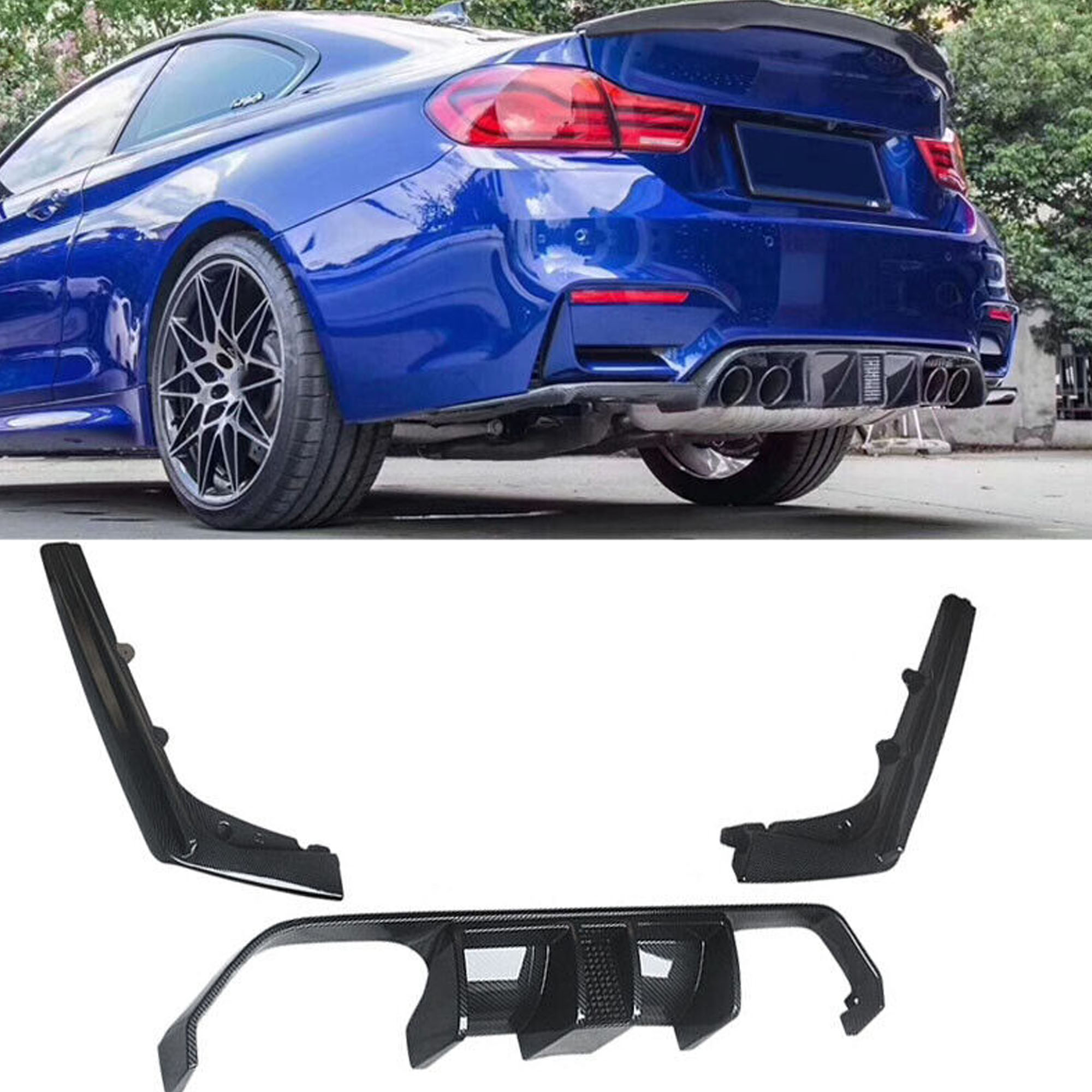 NINTE Rear Diffuser for 2015-2020 BMW F80 M3 F82 F83 M4 Carbon Fiber ...
