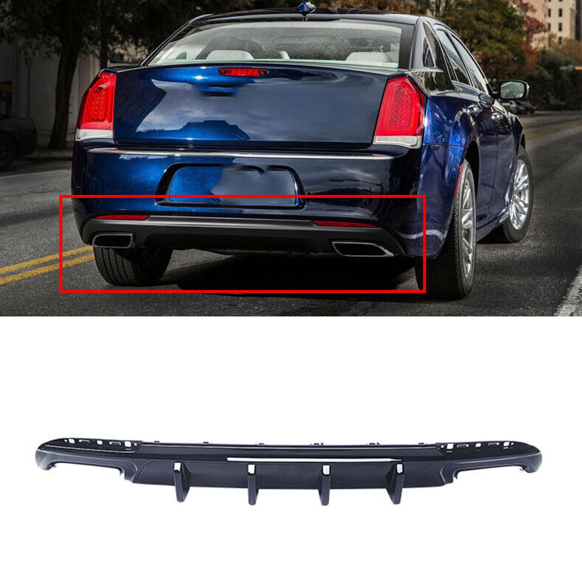 NINTE Rear Diffuser for 2015-2022 Chrysler 300 SRT Back Lip Gloss Black ...