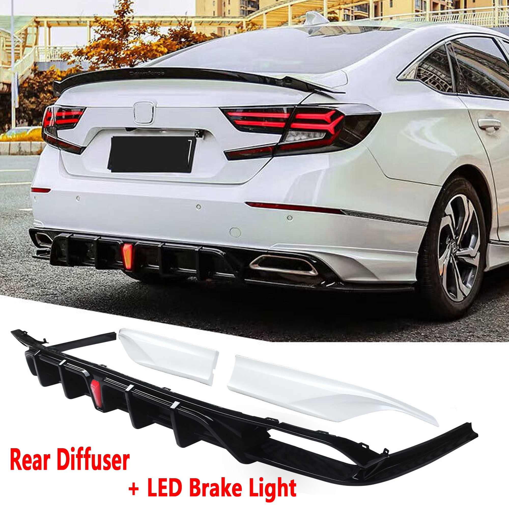 NINTE Rear Diffuser for 2018-2022 Honda Accord W/LED Brake Light Corner ...