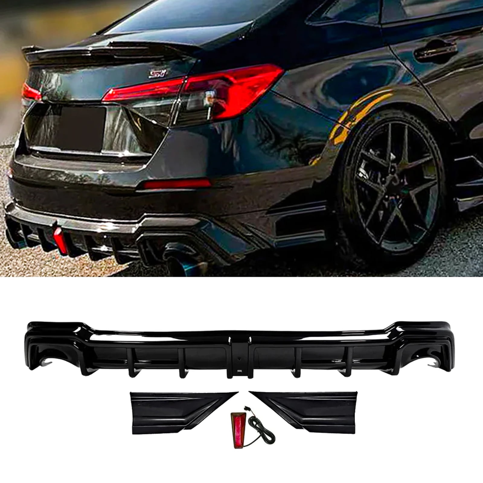 NINTE Rear Diffuser for 2022-2024 11th Honda Civic Sedan Rear Bumper ...