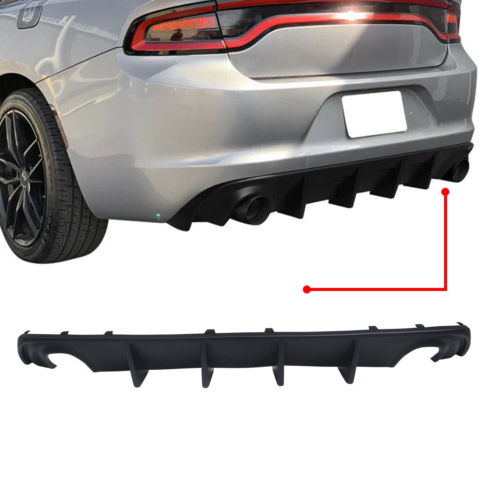 NINTE Rear Bumper Lip Diffuser for 2015-2018 Dodge Charger RT & 2015 ...