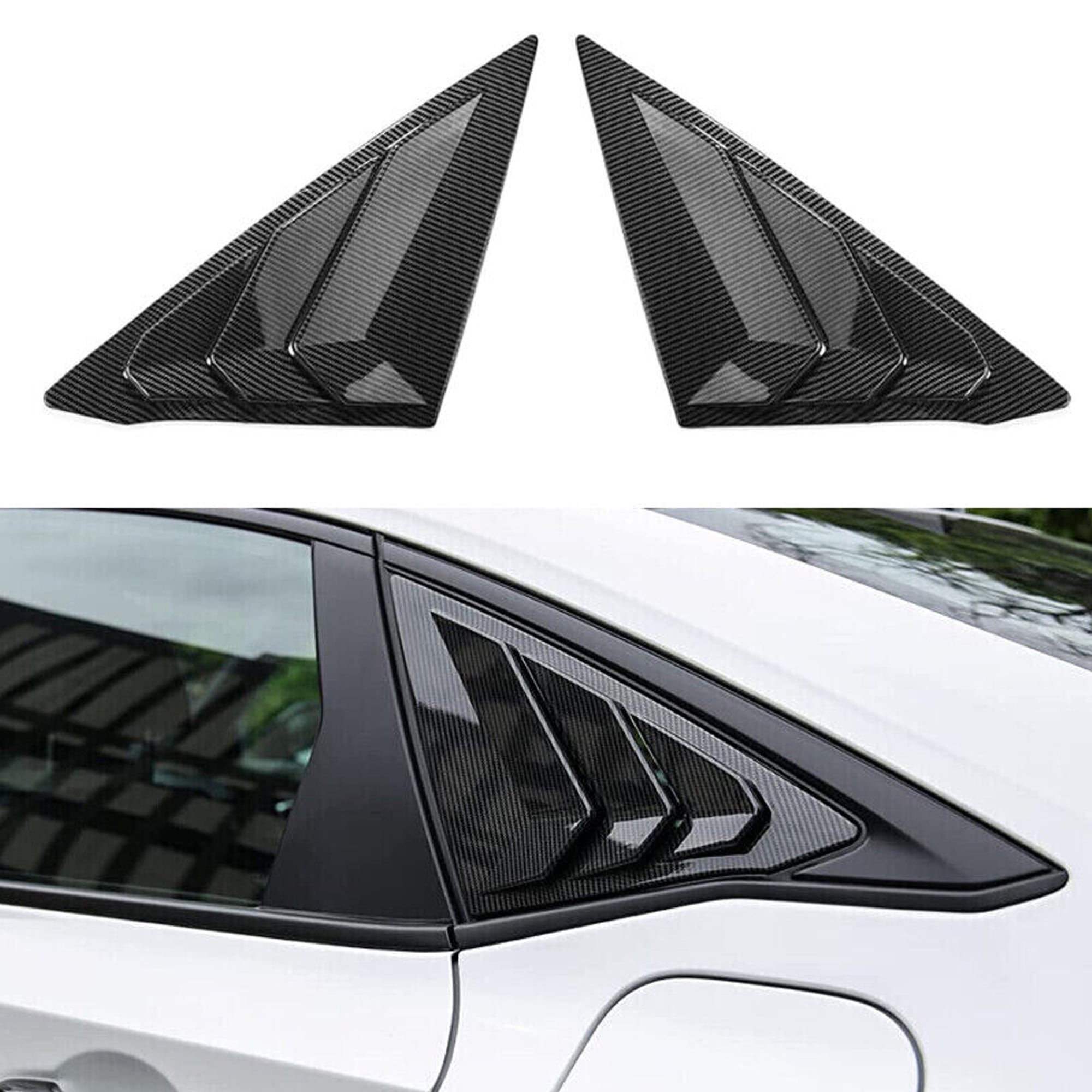 NINTE Rear Side Window Louvers Vent Cover for 2022-2023 11th Generation Honda Civic Sedan Air ...