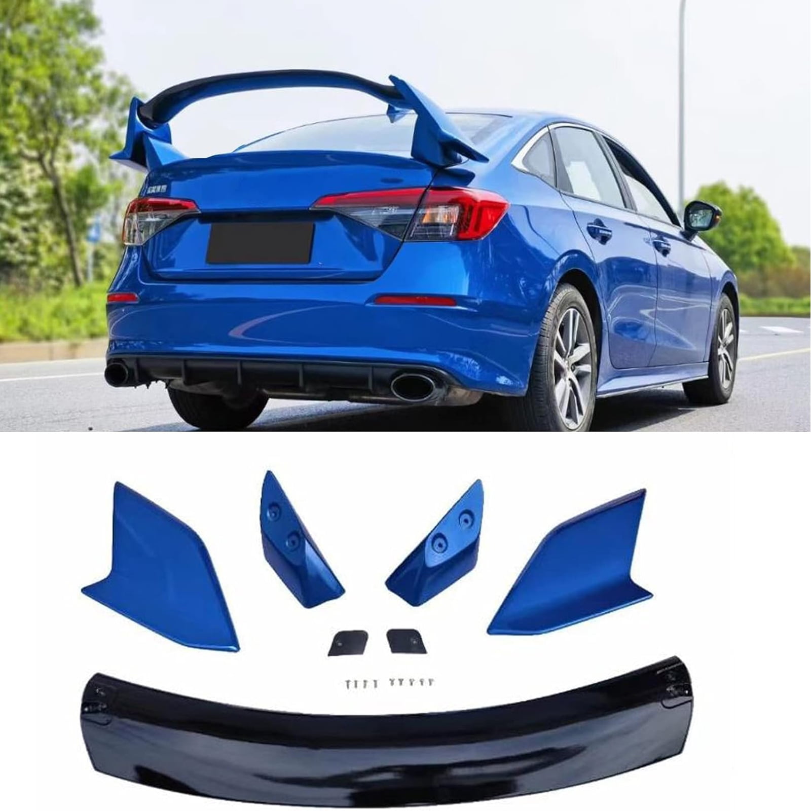 NINTE Rear Spoiler Trunk for 2022-2024 11th Honda Civic Sedan Tail Wing Spoiler Blue with Black ...