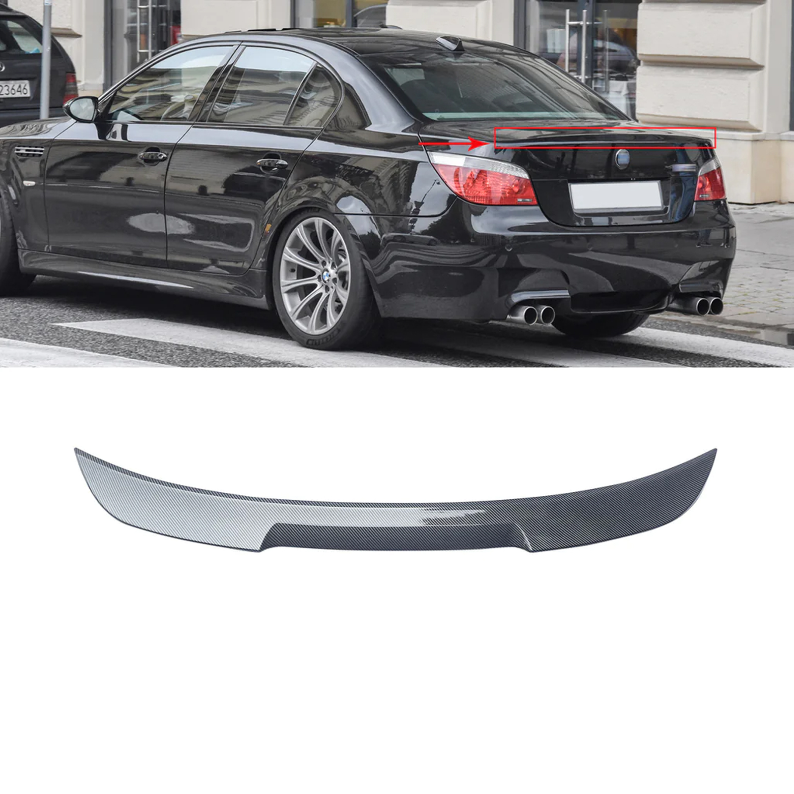 NINTE Rear Spoiler for 2004-2010 BMW 5 Series E60 Sedan M4 Style ABS ...