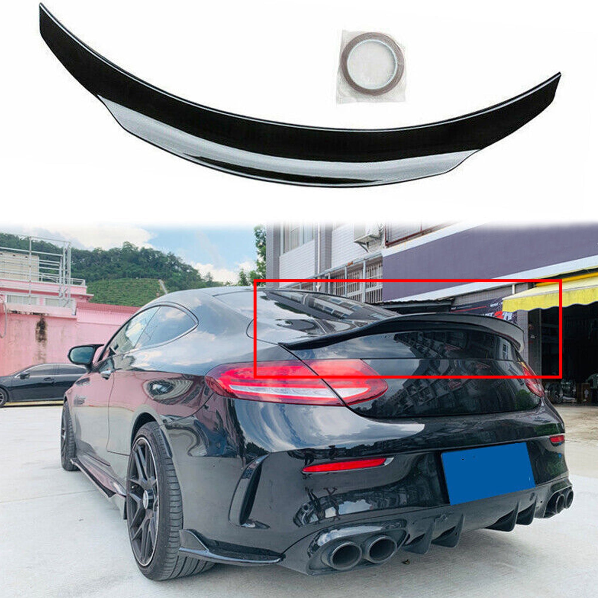 NINTE Rear Wing Spoiler for Benz C-Class W205 2DR 17-21 PSM Style Gloss ...