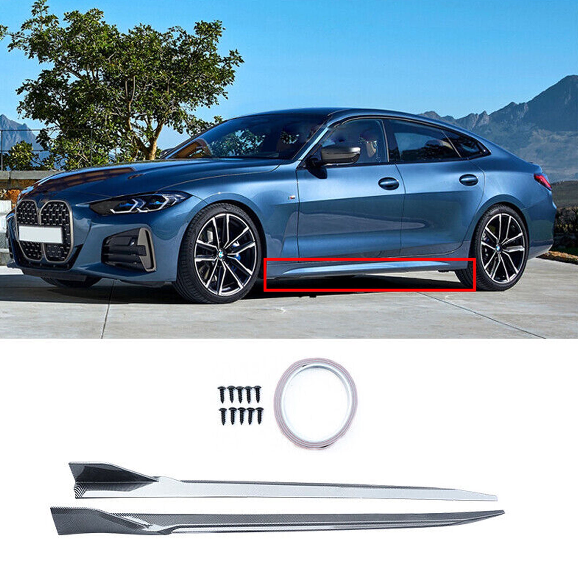 NINTE Side Skirts Extension for 2021-2023 BMW 4 Series G22 G23 2D G26 ...