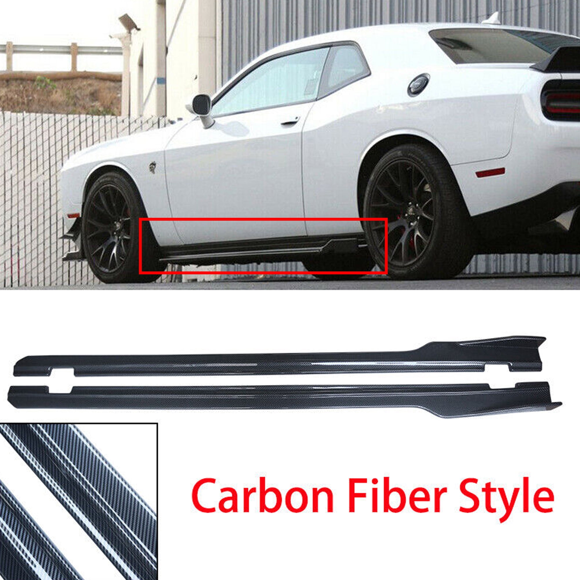 NINTE Side Skirts Panel Extension for 15-22 Dodge Challenger SXT Carbon ...