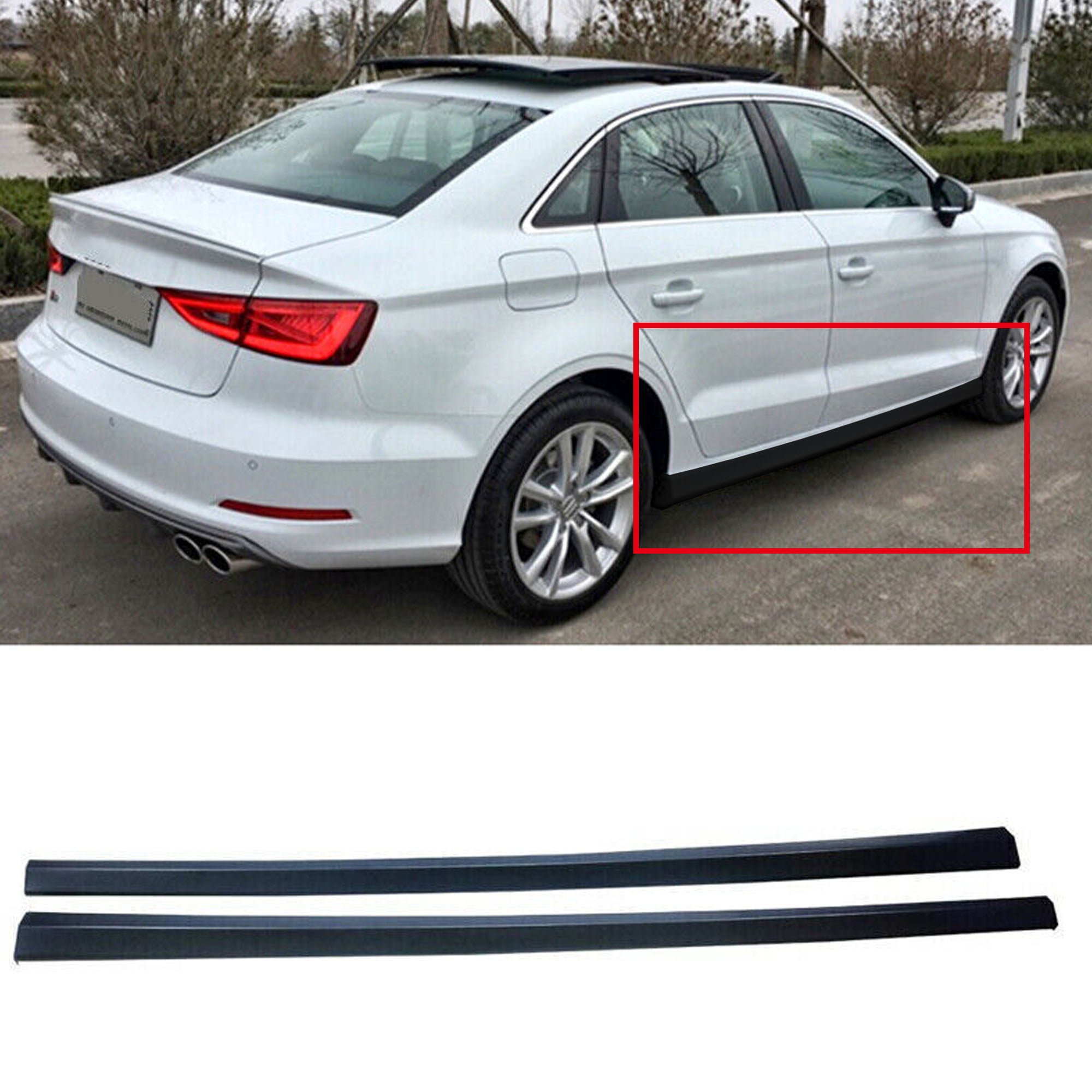 NINTE Side Skirts Panel Extension for 2013-2019 Audi A3 Sedan 4DR Matte ...