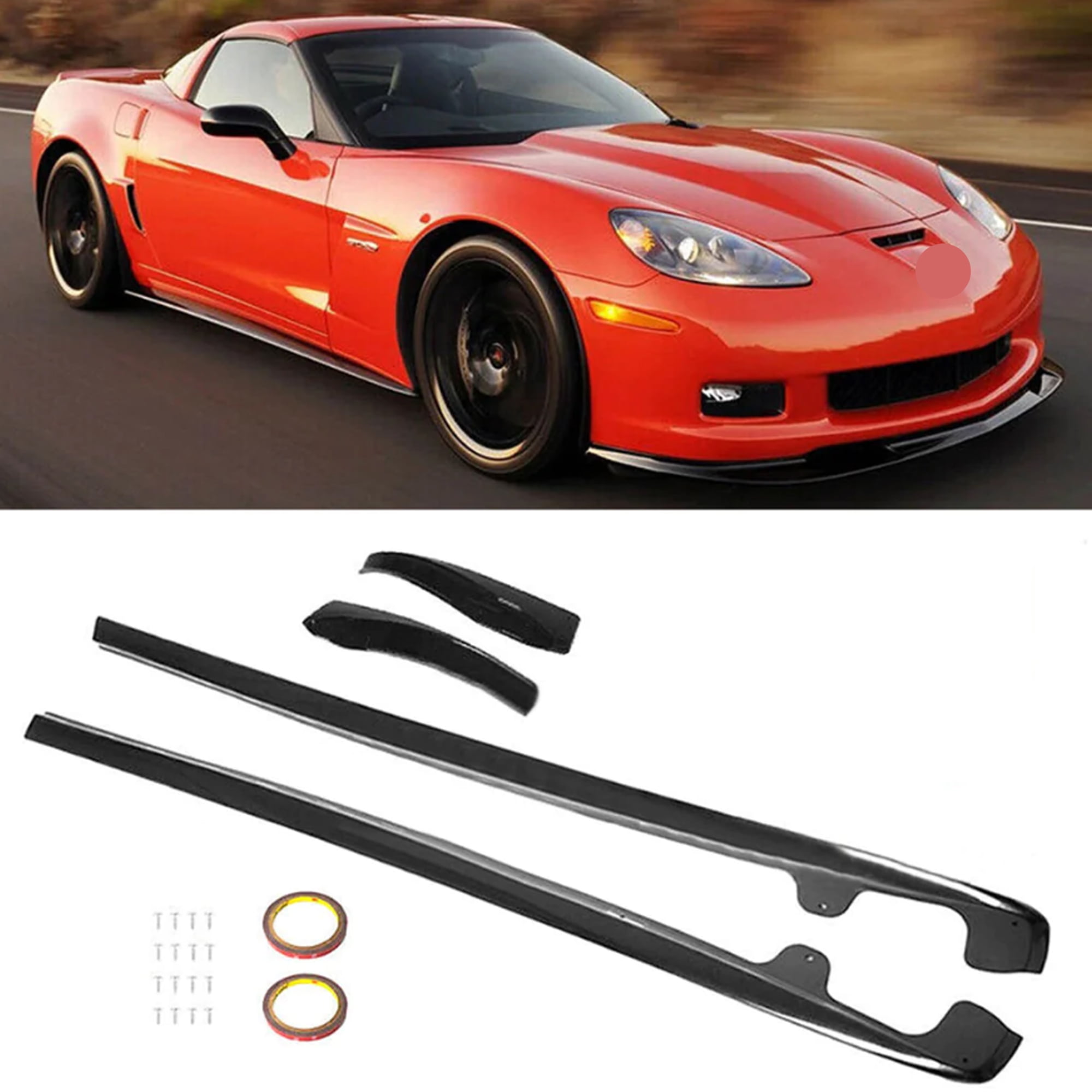NINTE Side Skirts for 2005-2013 Chevy Corvette C6 Z06 Extension Panels ...