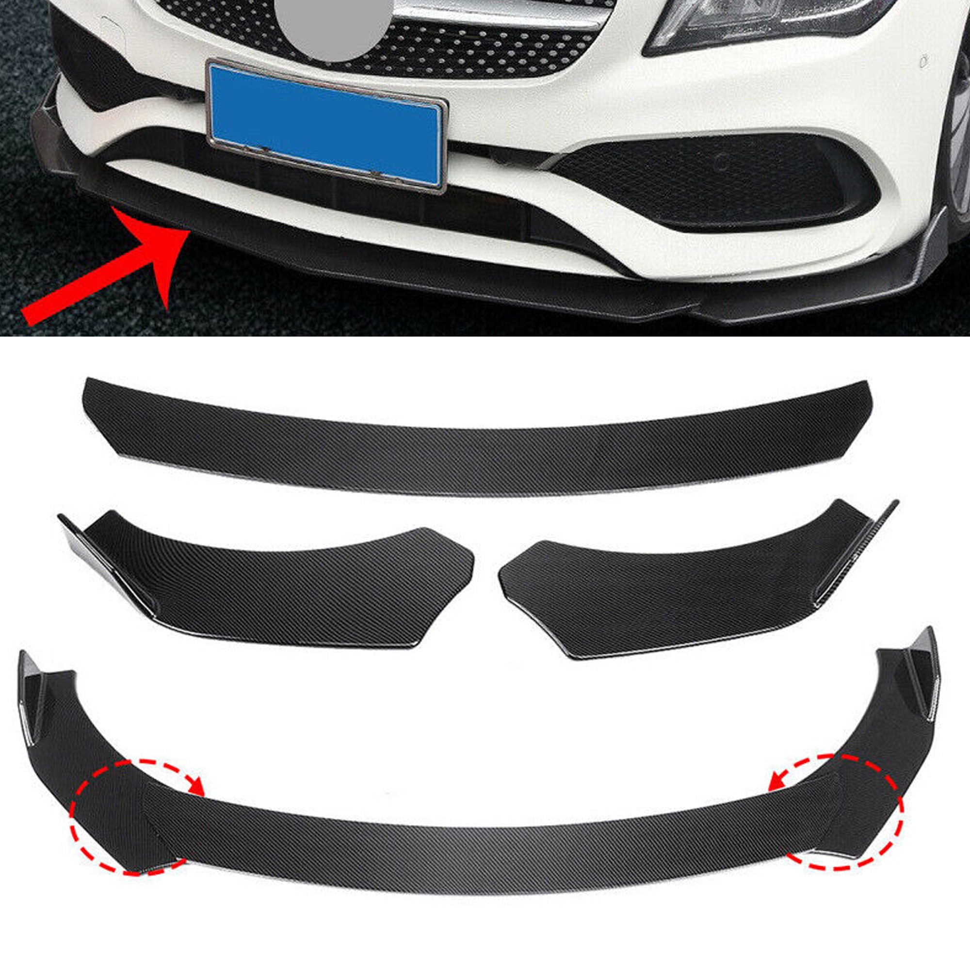 NINTE Universal Front Bumper Lip, Carbon Fiber Style, Splitter Spoiler ...