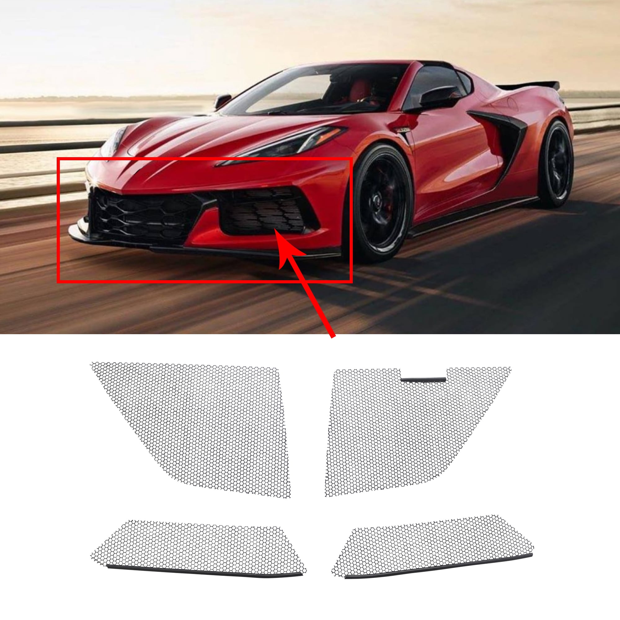 NINTE Vent Grille for 20-22 Chevy C8 Corvette New Gen Mesh Inner Gloss ...