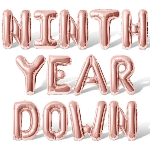 NINTH YEAR DOWN Letter Balloon Banner - 9th Birthday Party Supply ...
