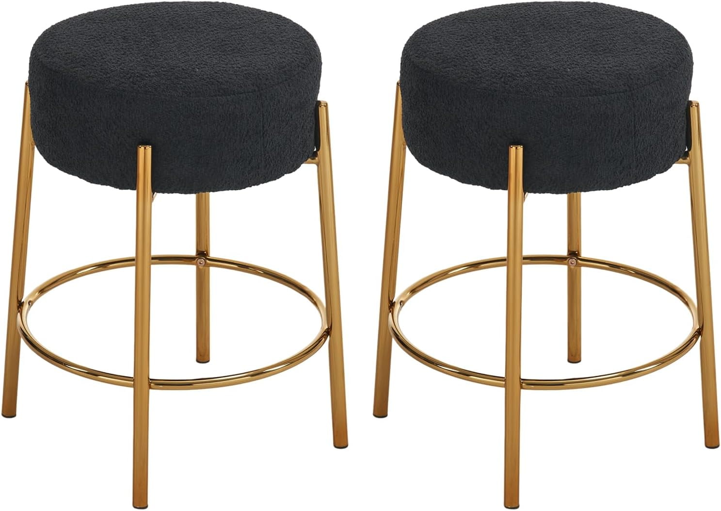 NIOIIKIT Round Bar Stools Set of 2, Contemporary Upholstered Dining ...