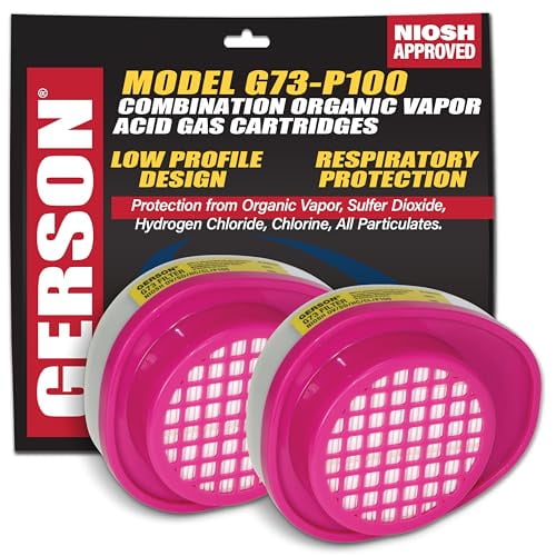 Gerson G73 P100 Cartridge Filter, NIOSH Approved, Organic Vapor/Acid ...
