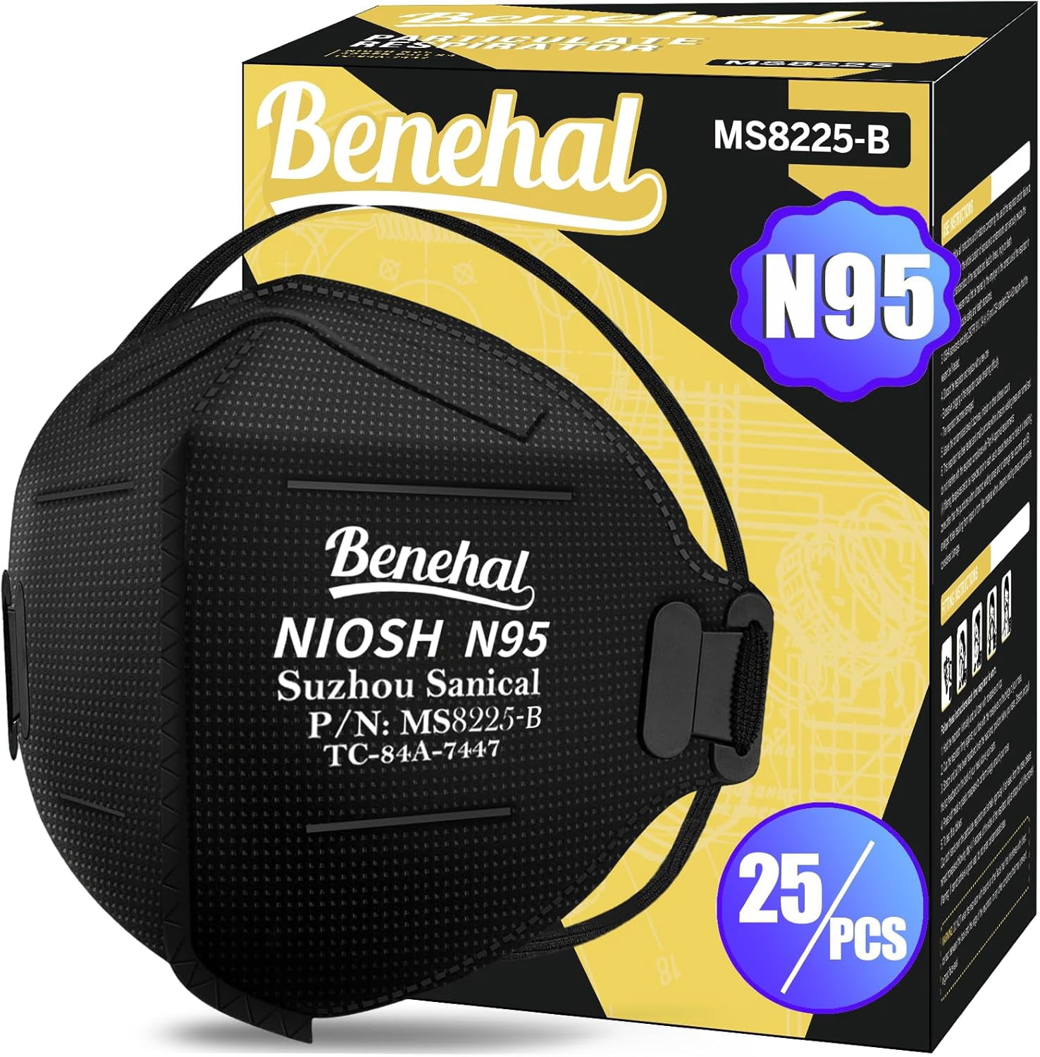 NIOSH Approved N95 Face Masks Particulate Respirators, Pack of 25 Masks ...