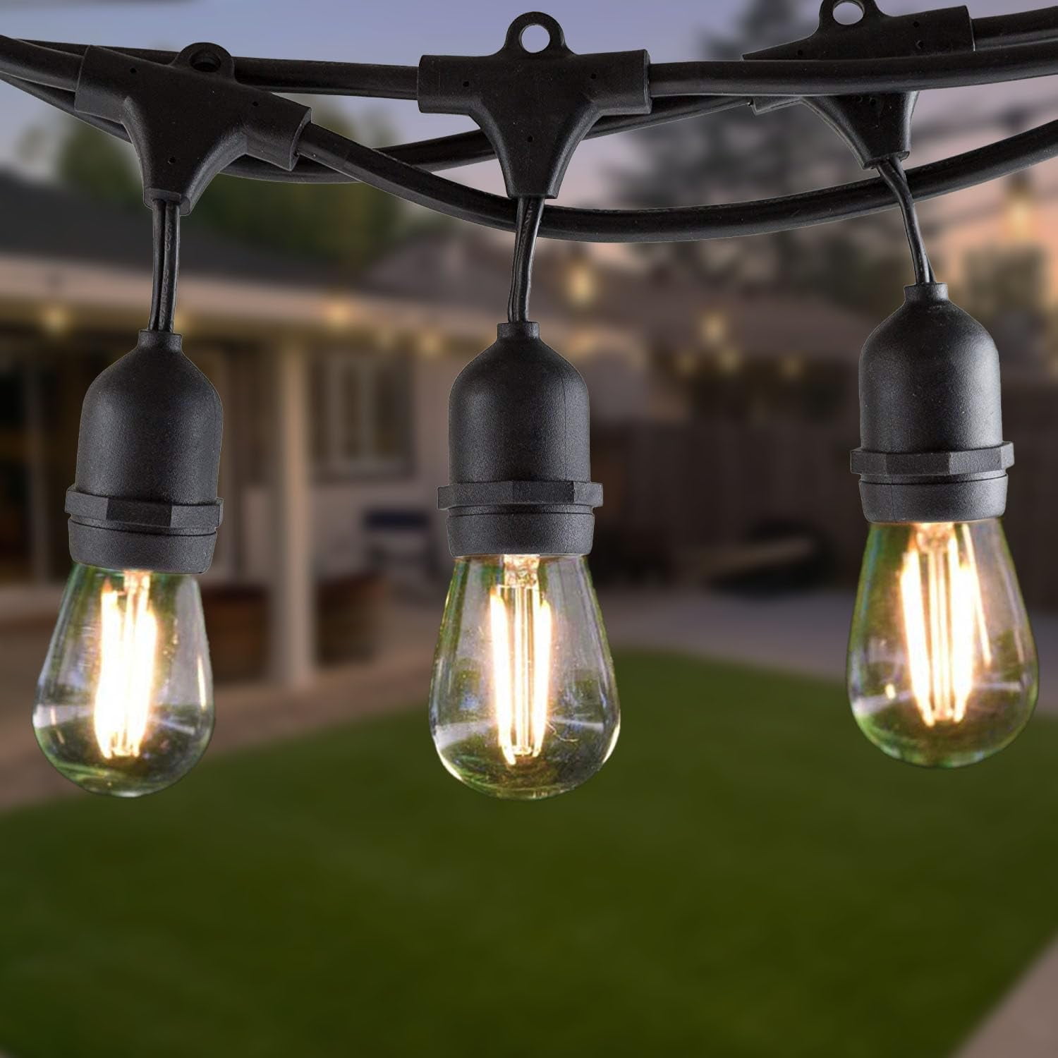 NIOSTA 48Ft Outdoor Hanging String Lights,16 LED S14 Vintage Bulbs ...