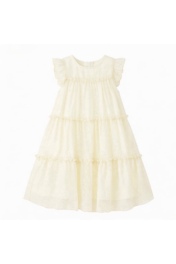 White Chiffon Ruffle Dress