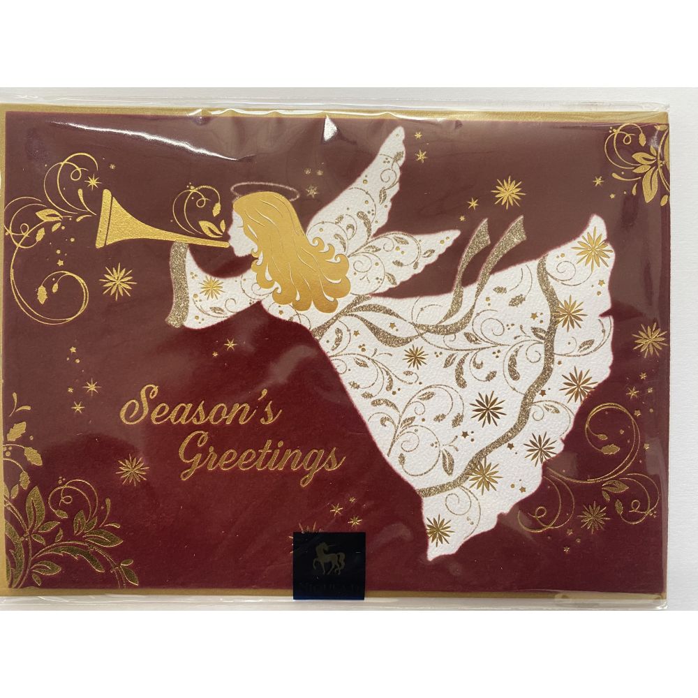 NIQUEA.D, Angel on Burgundy Flocking Christmas Card - Walmart.com