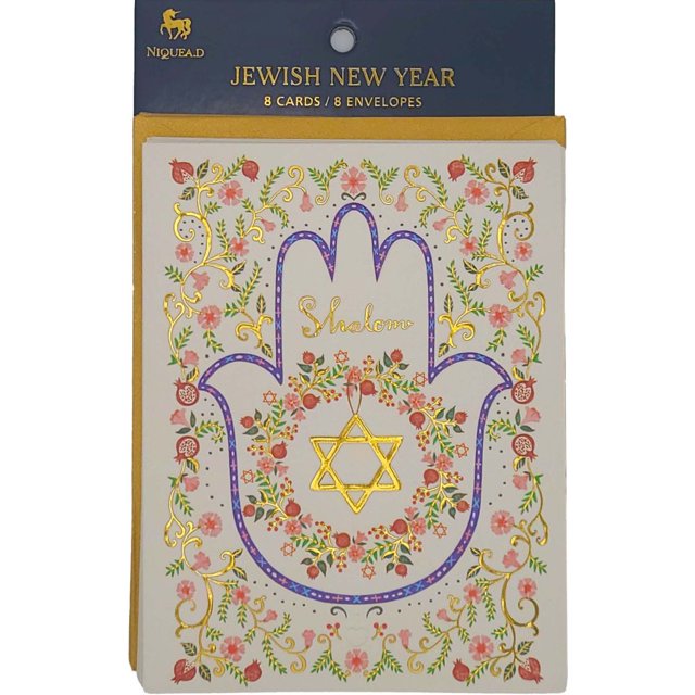 NIQUEA.D, Hamsah and Star of David 8 Count Rosh Hashanah Cards ...