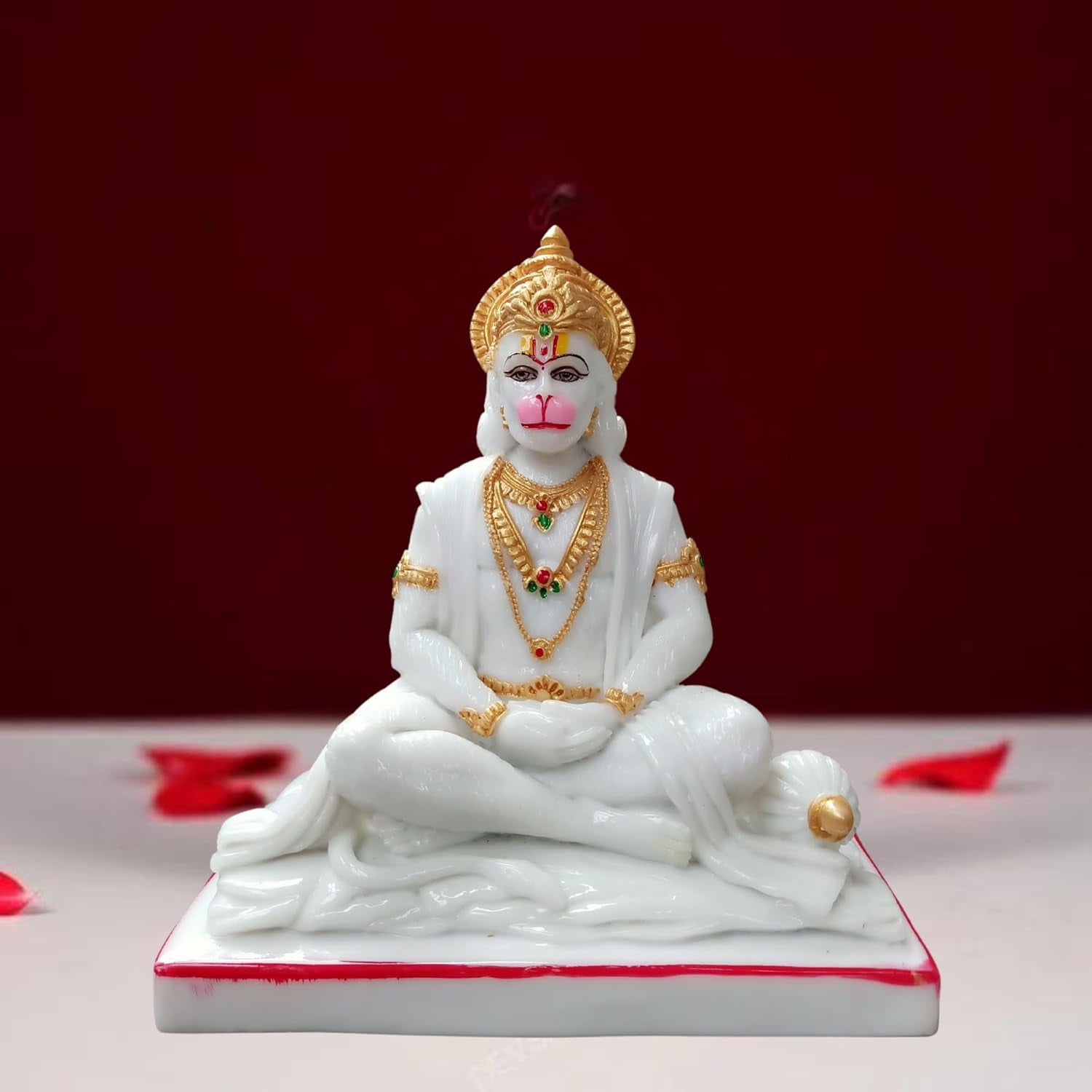 NIRAJ ART Gold White Marble Statue for Home Hanuman Ji Idol Temple Showpice Item Hanumanji for ...