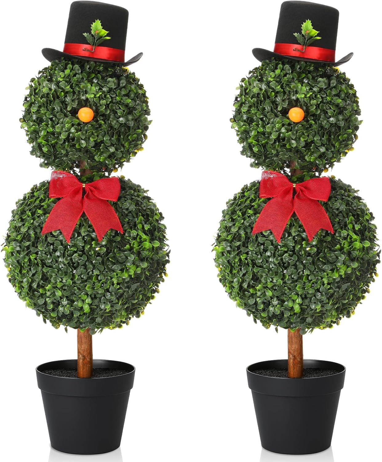 NIRHekf 2 Pack Christmas Snowman Topiary 30'' Artificial Snowman Shaped ...