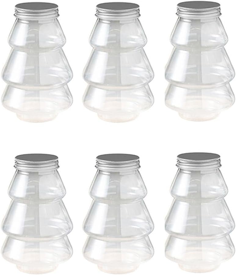 NIRHekf 6Pcs Plastic Juice Bottles with Lid - Christmas Tree Shaped ...