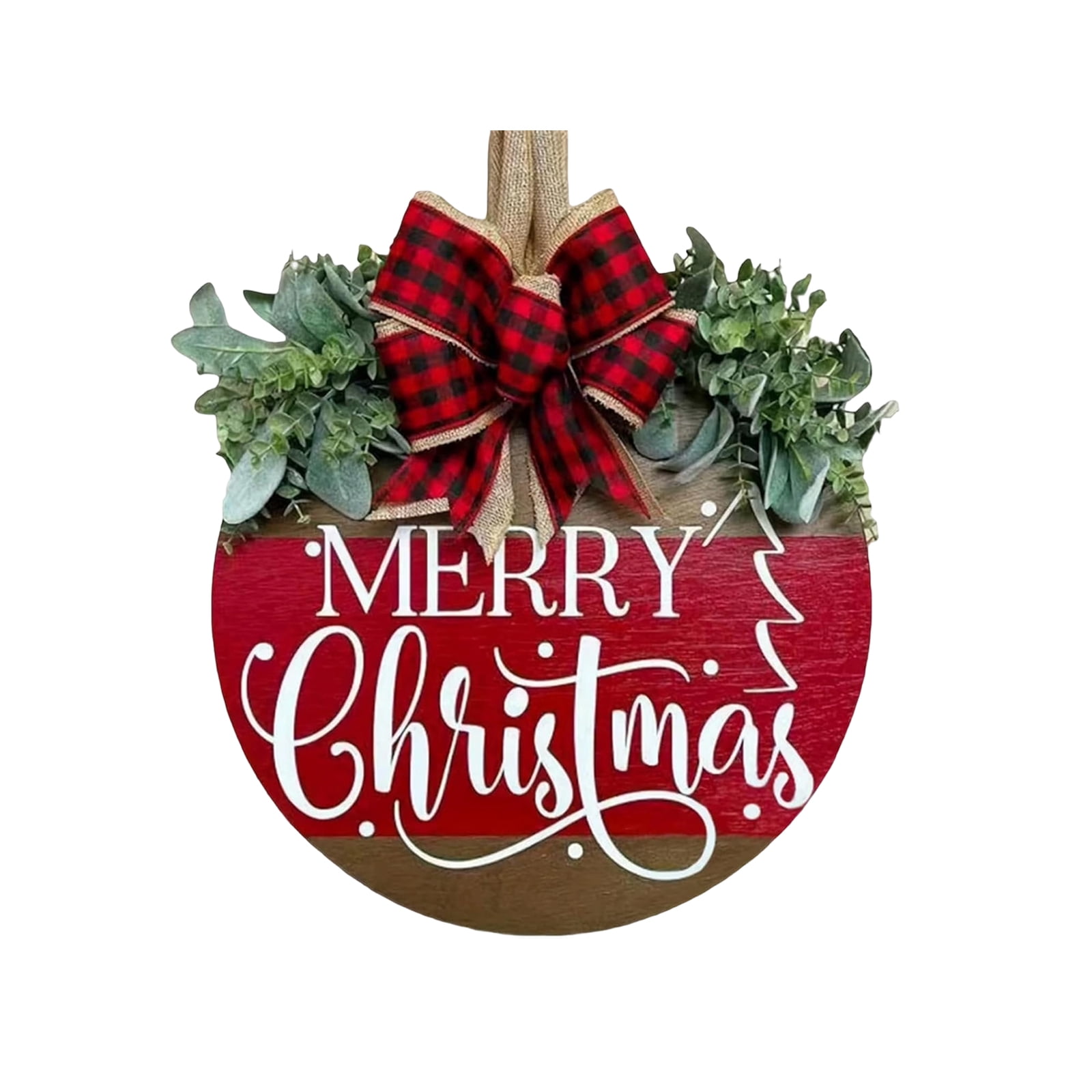 NIRHekf Merry Christmas Wreath Hanging Sign - for Front Door, New ...