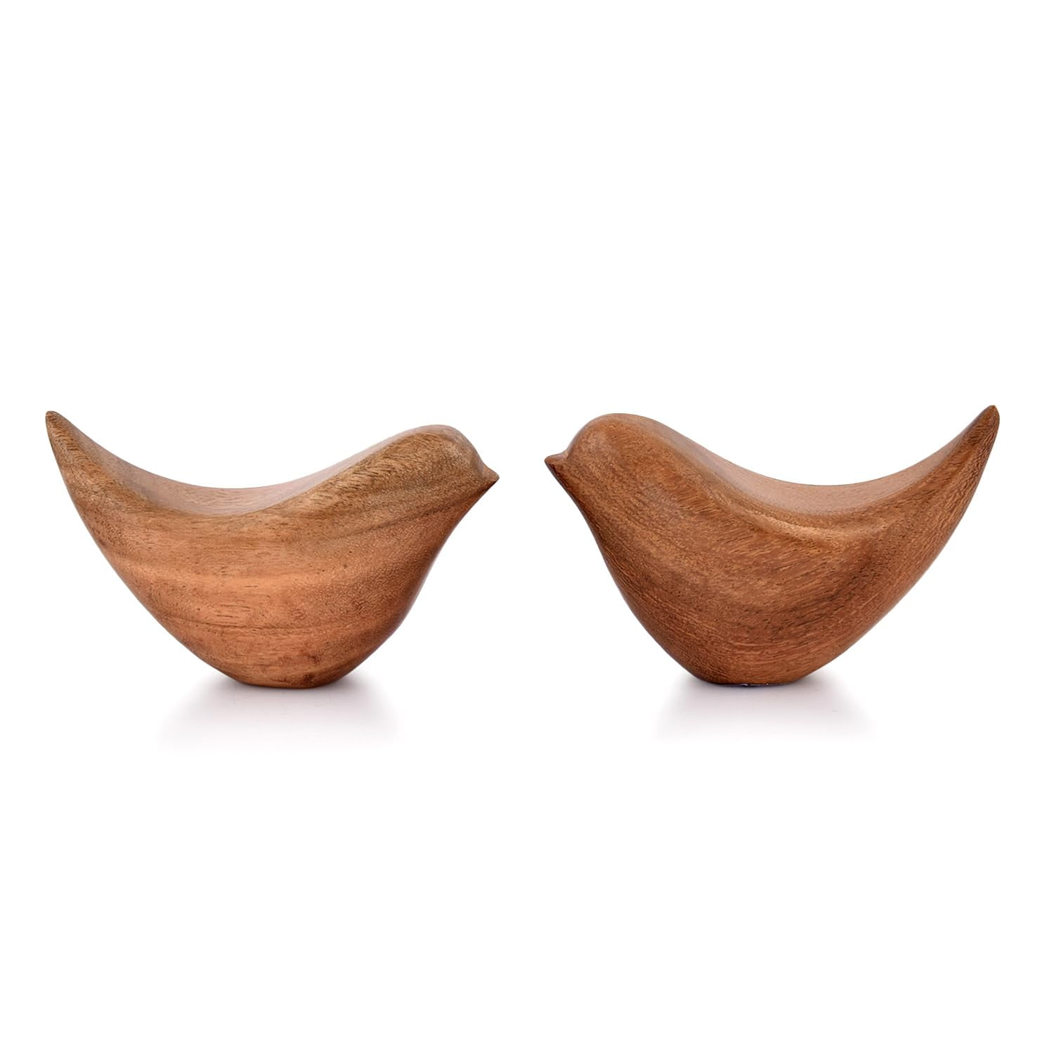 NIRMAN Acacia Wood Bird Statues Set Home Décor Bird Sculpture for Living Room, Bathroom, Office ...