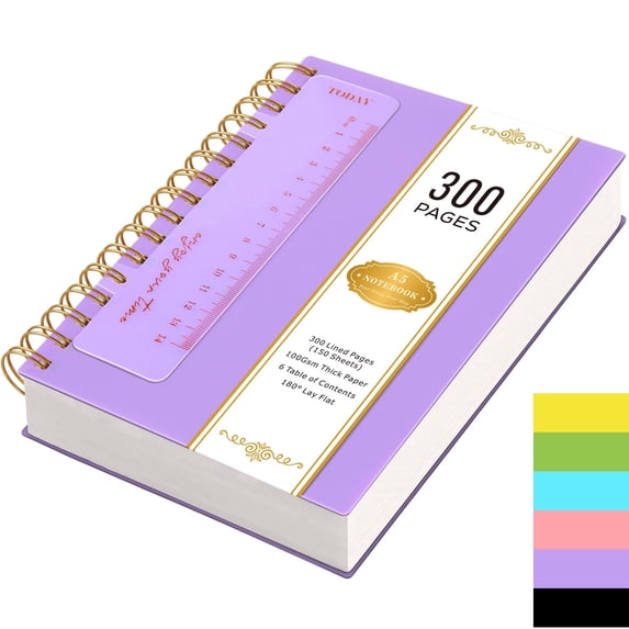 NIRMIRO A5 Spiral Notebook for Writing, 5.7”x8.4” Waterproof PVC Cover ...