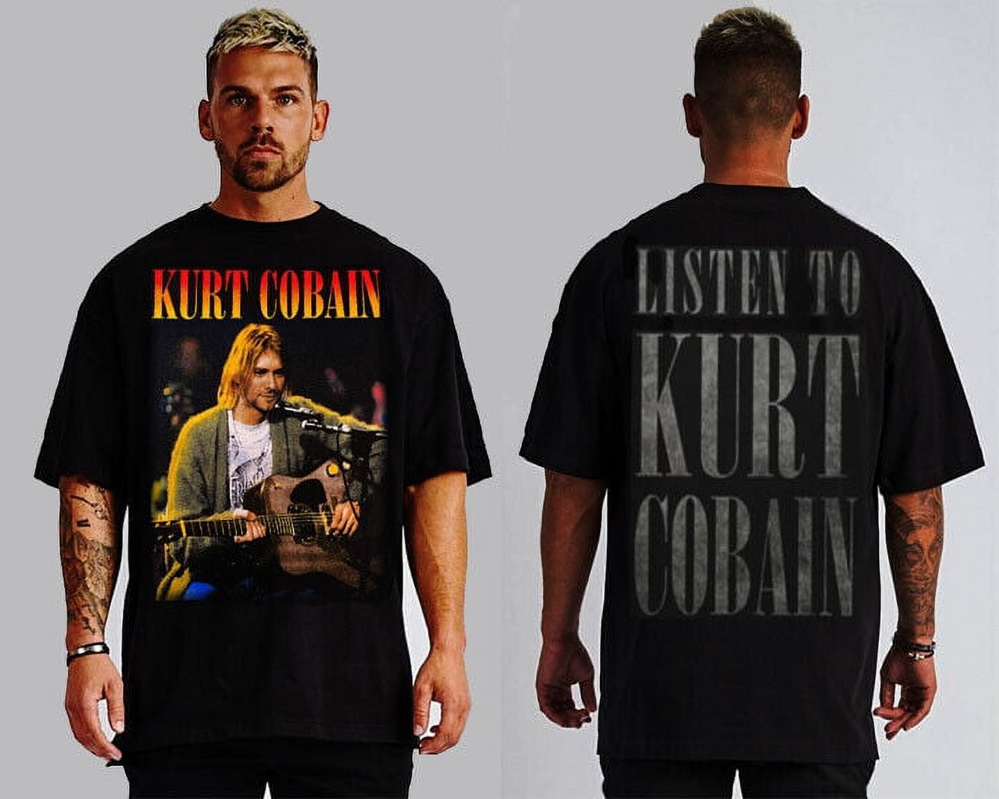 NIRVANA KURT COBAIN FRONT AND BACK PRINT GRUNGE PUNK ROCK - Walmart.com