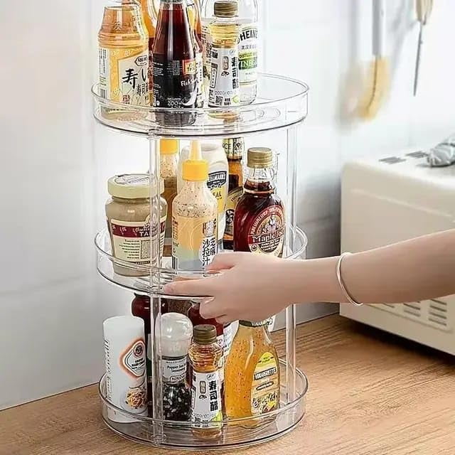 NISHIV 3 Tier Round Storage Spice Rack Turntable Countertop Trays ...