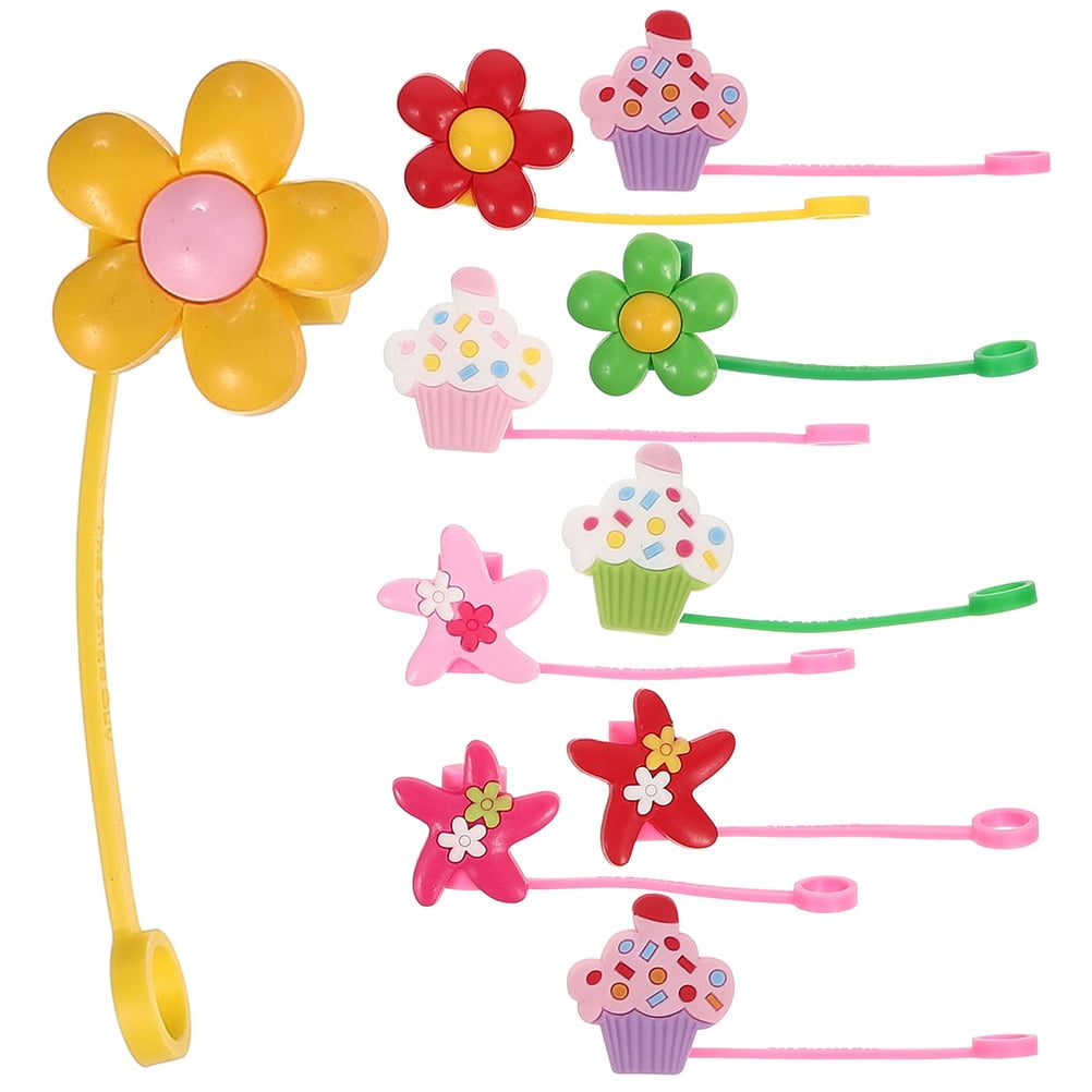 10Pcs Portable Cartoon Shaped Silicone Straw Plugs and Tips Covers for ...