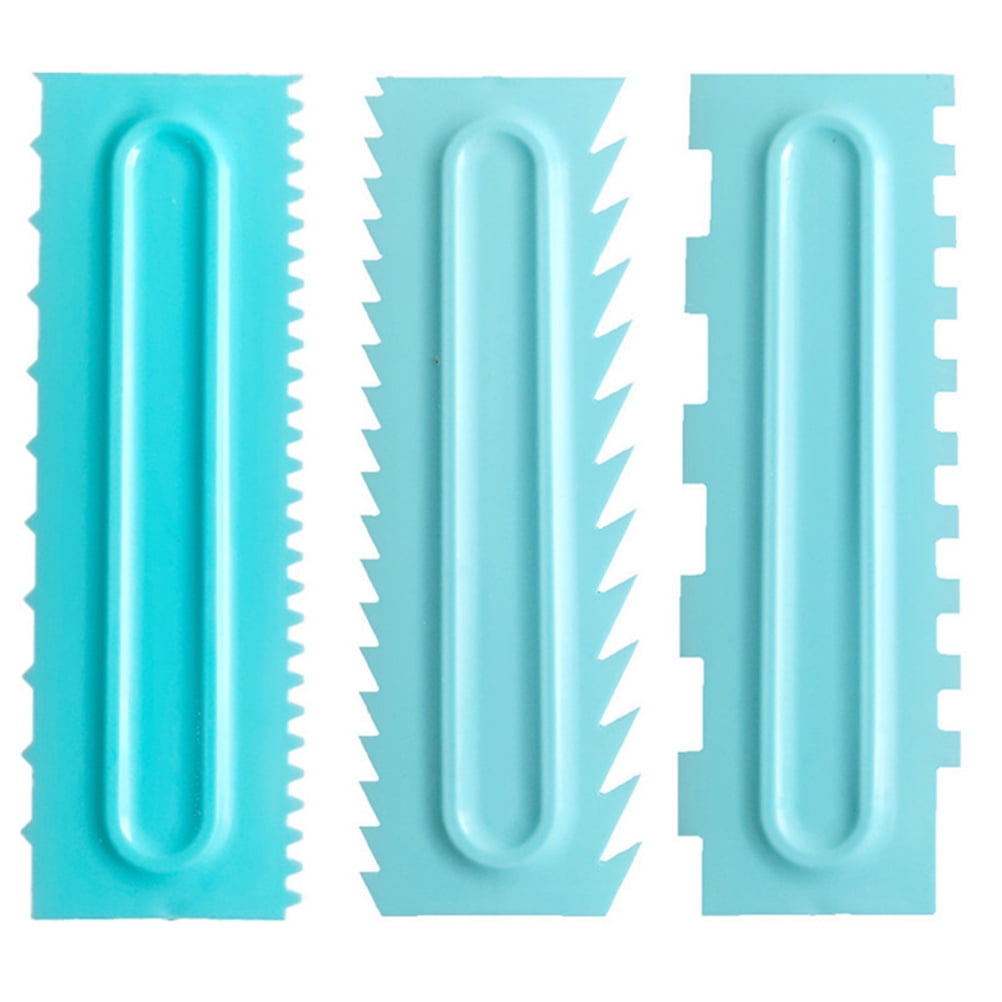 NISHUNA 3 Pcs Cake Smoother Scraper Plastic Icing Comb Pastry Butter ...