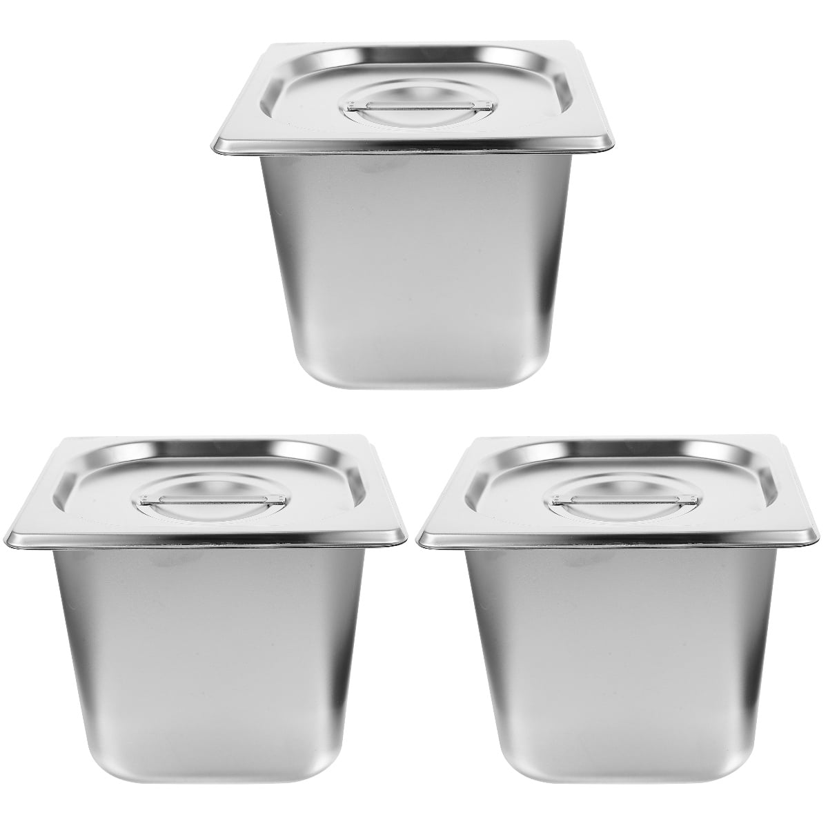 NISHUNA 3pcs Buffet Pan with Lid Stainless Steel Canteen Food Container ...