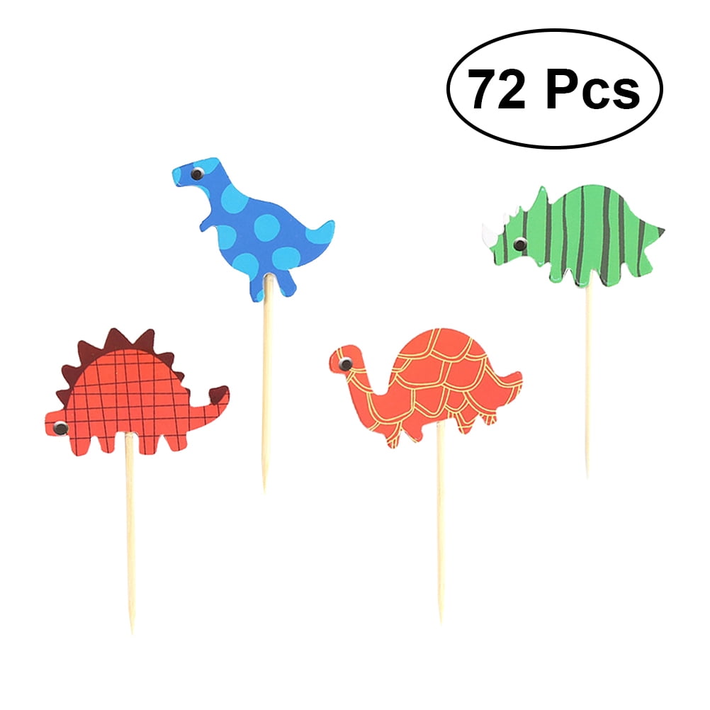 NISHUNA 72pcs/set Cake Toppers Dinosaur Cartoon Cupcake Picks Toppers ...
