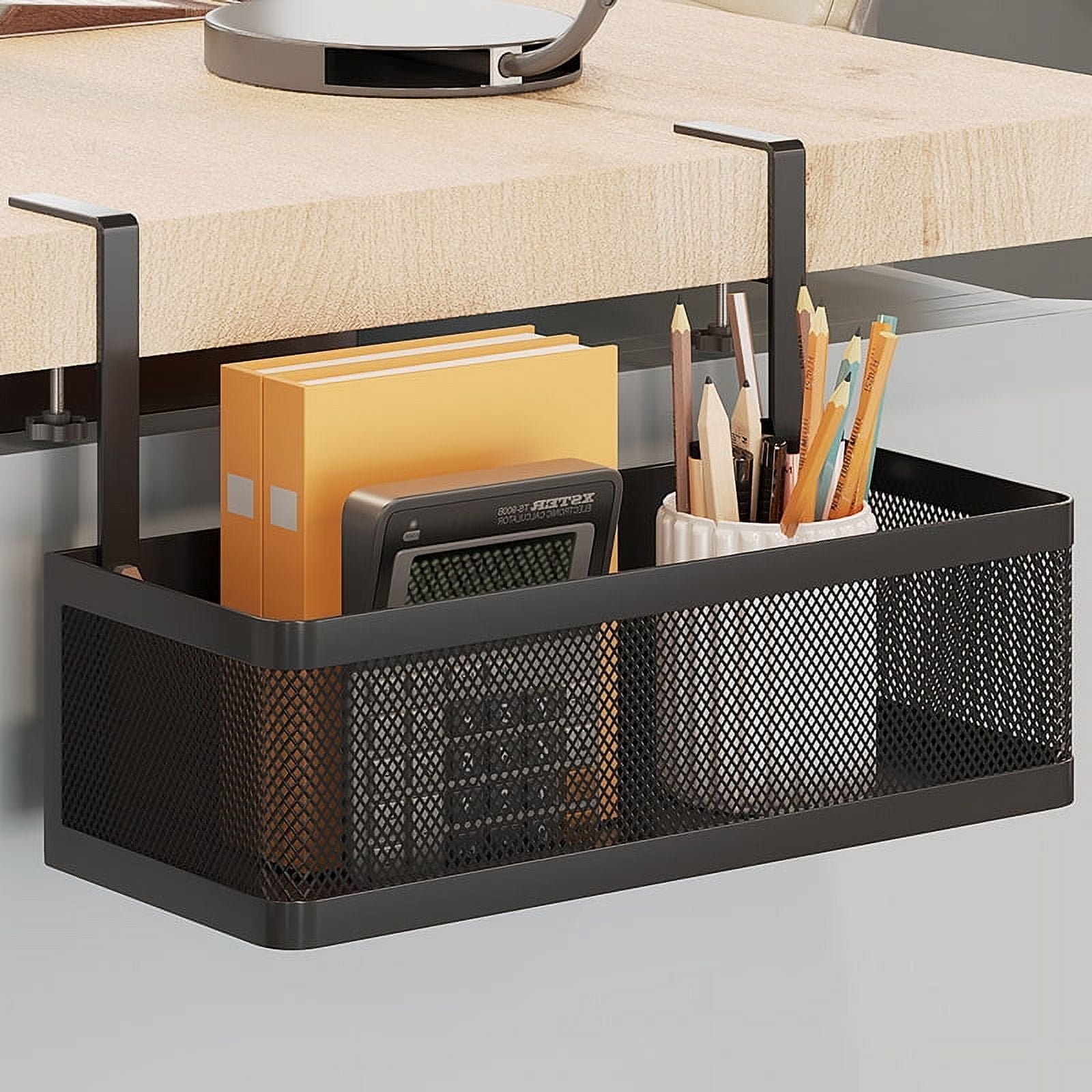 NISHUNA Clamp-On Desk Organizer Basket Under Desk Storage Solution for ...