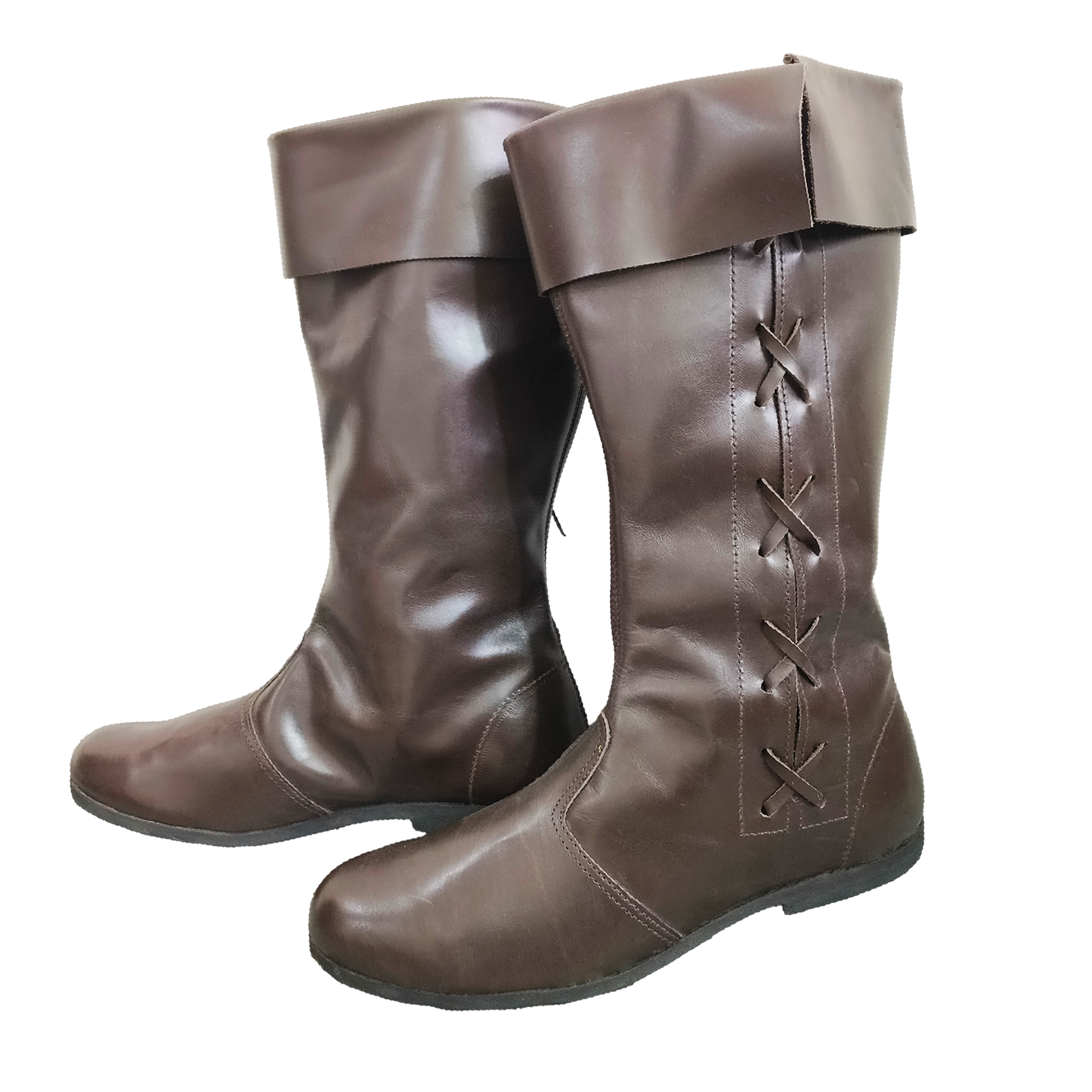 NISTAN Medieval Leather Boots Western Knights Cowboy Shoes Pirate ...