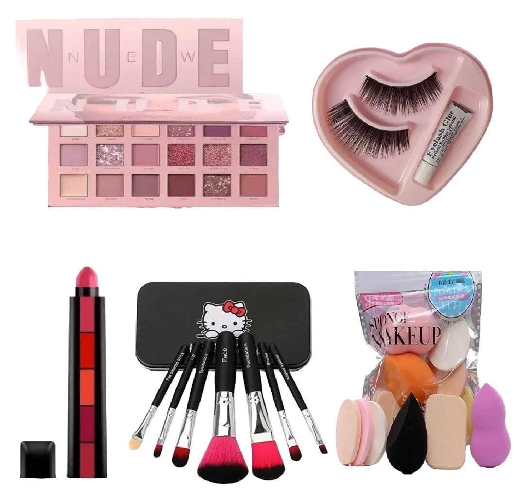 NITAJ Black Kitty Brush SetSponge SetNude Eyeshadow5 in 1 LipstickEyelash Pack of 5 - Walmart.com