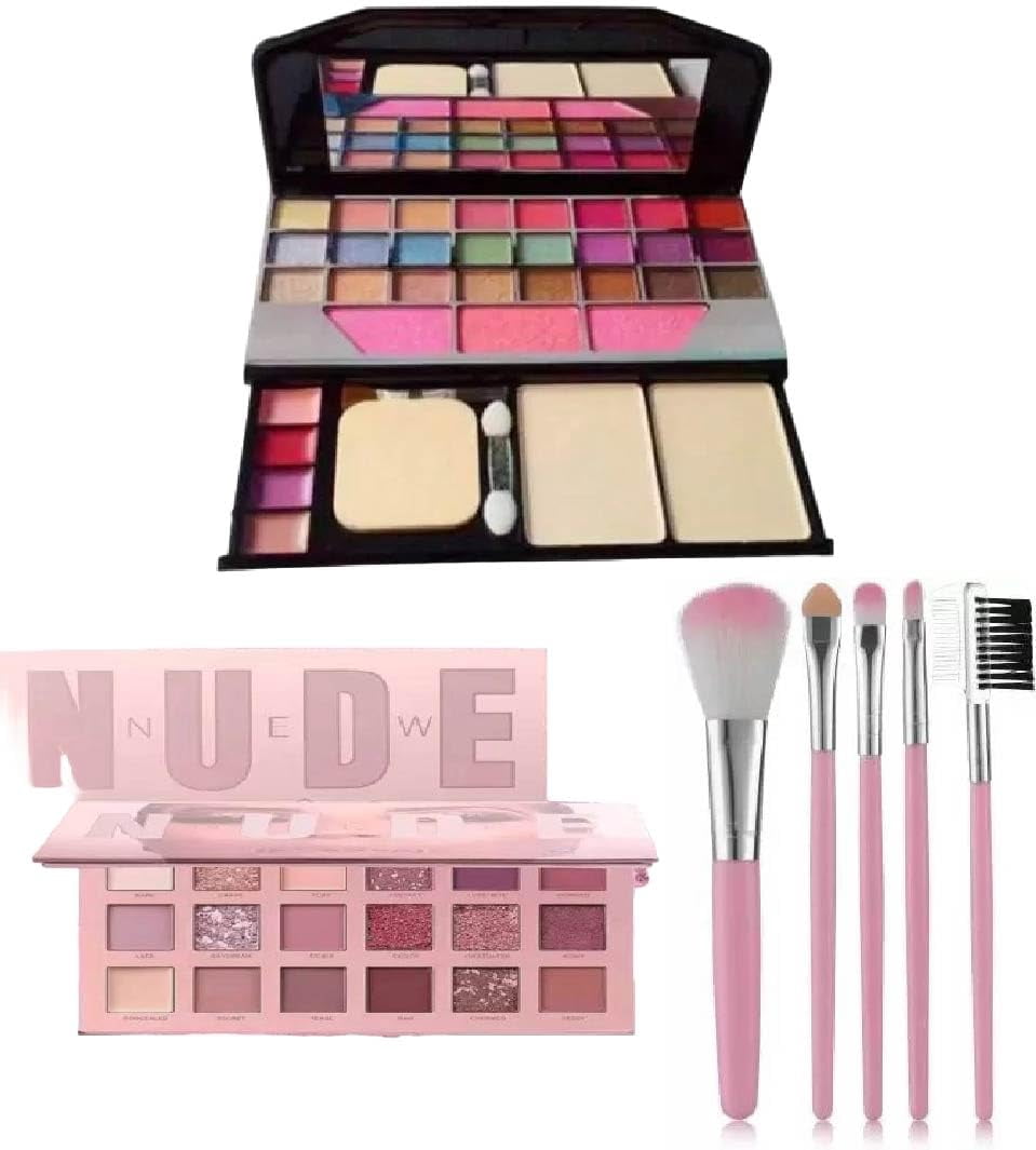 NITAJ Tya 6155 Makeup Kit Nude Eyeshadow Palatte 5 Pcs Brushes Pack of 3 - Walmart.com