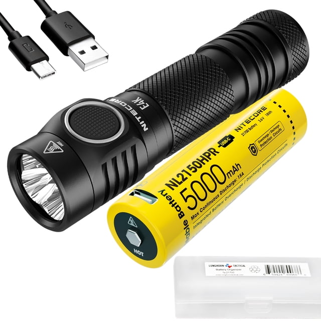 NITECORE E4K 4400 Lumen Lightweight Everyday Carry Flashlight with ...